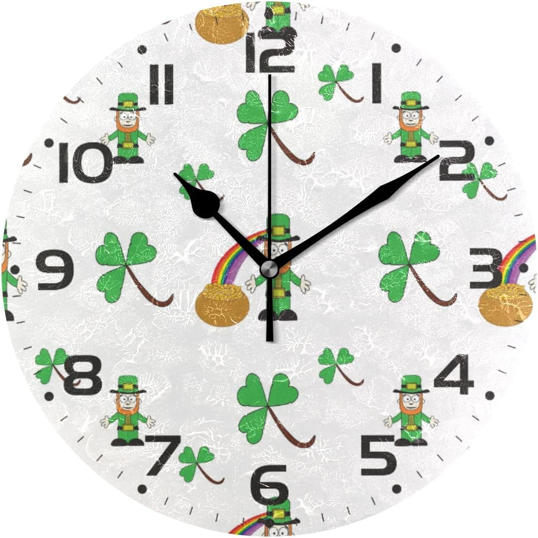 Dreamtimes St. Patrick's Day Rainbow Wall Clock, 10 Inch Silent Non ...