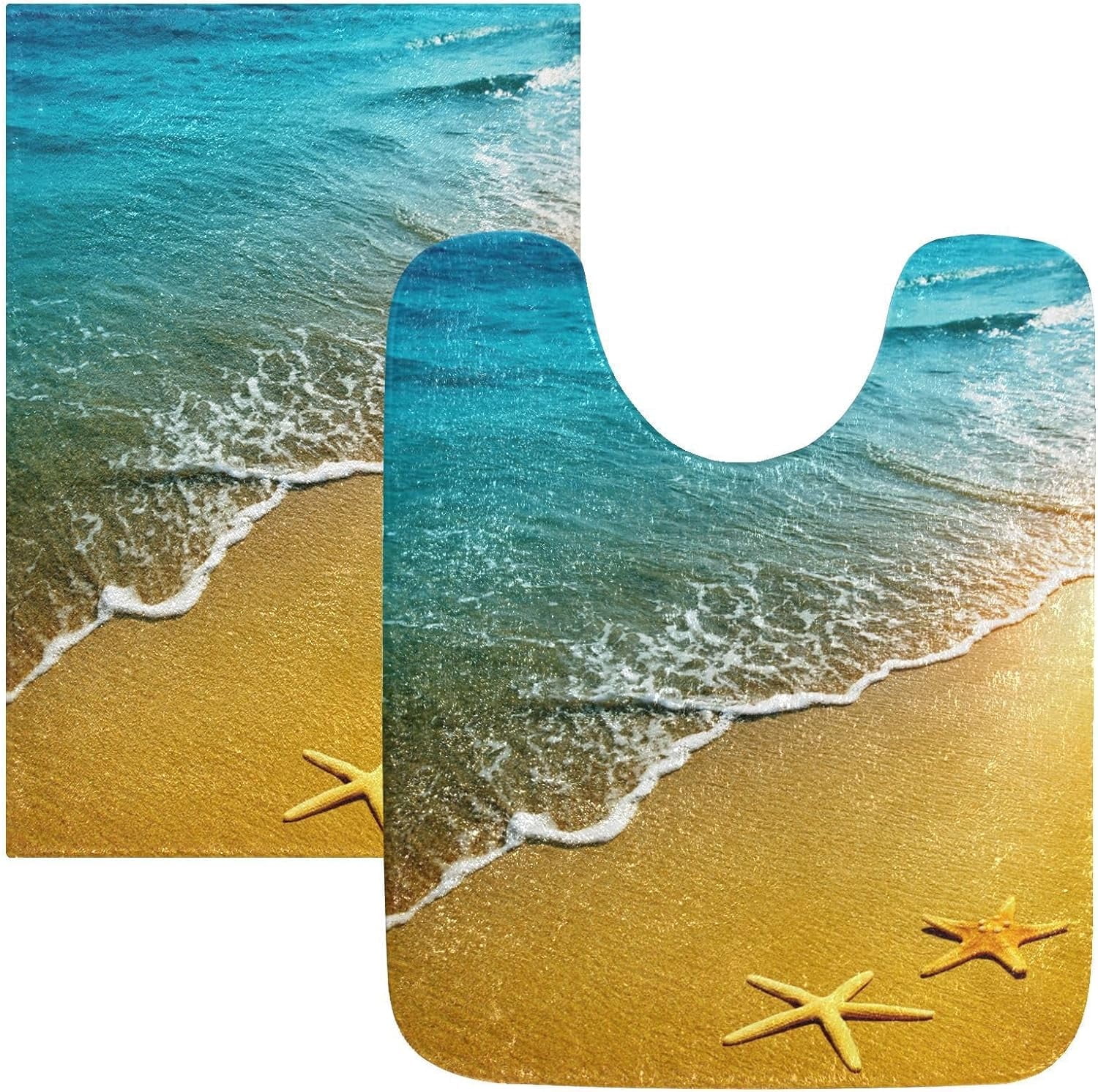 Dreamtimes Starfish Beach Summer Bath Mat for Bathroom Shower U Shape ...