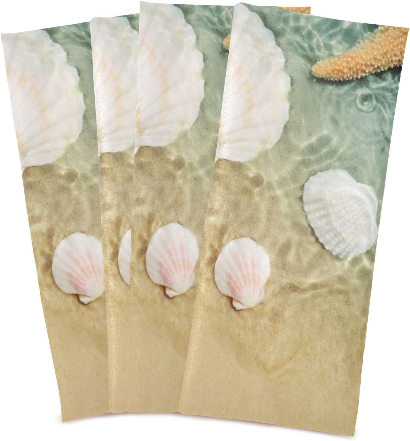 Dreamtimes Starfish and Seashell Kitchen Towels Set of 4 Dishcloths ...