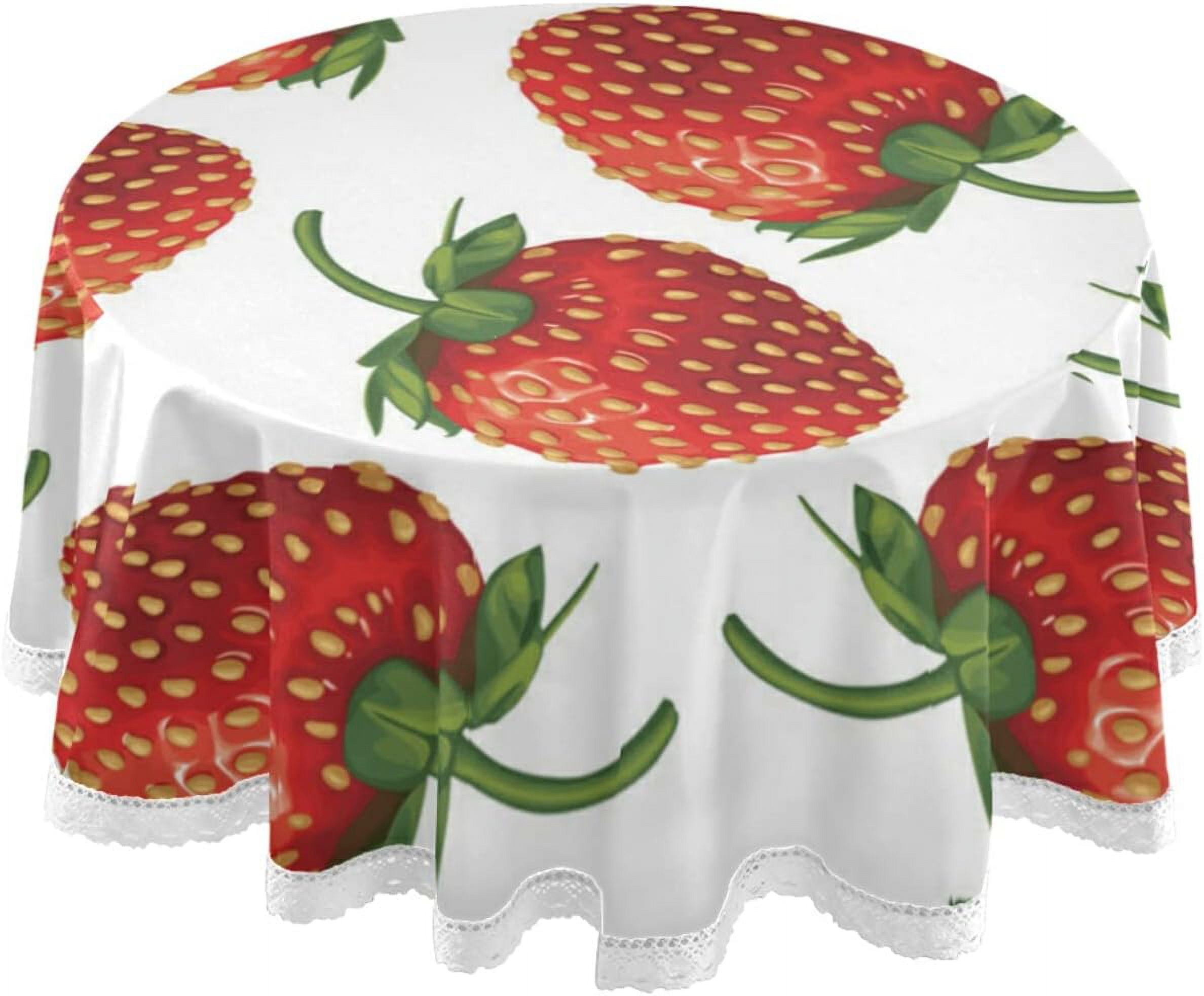 Dreamtimes Strawberry Fruit Round Tablecloth 60", Table Cover Water ...