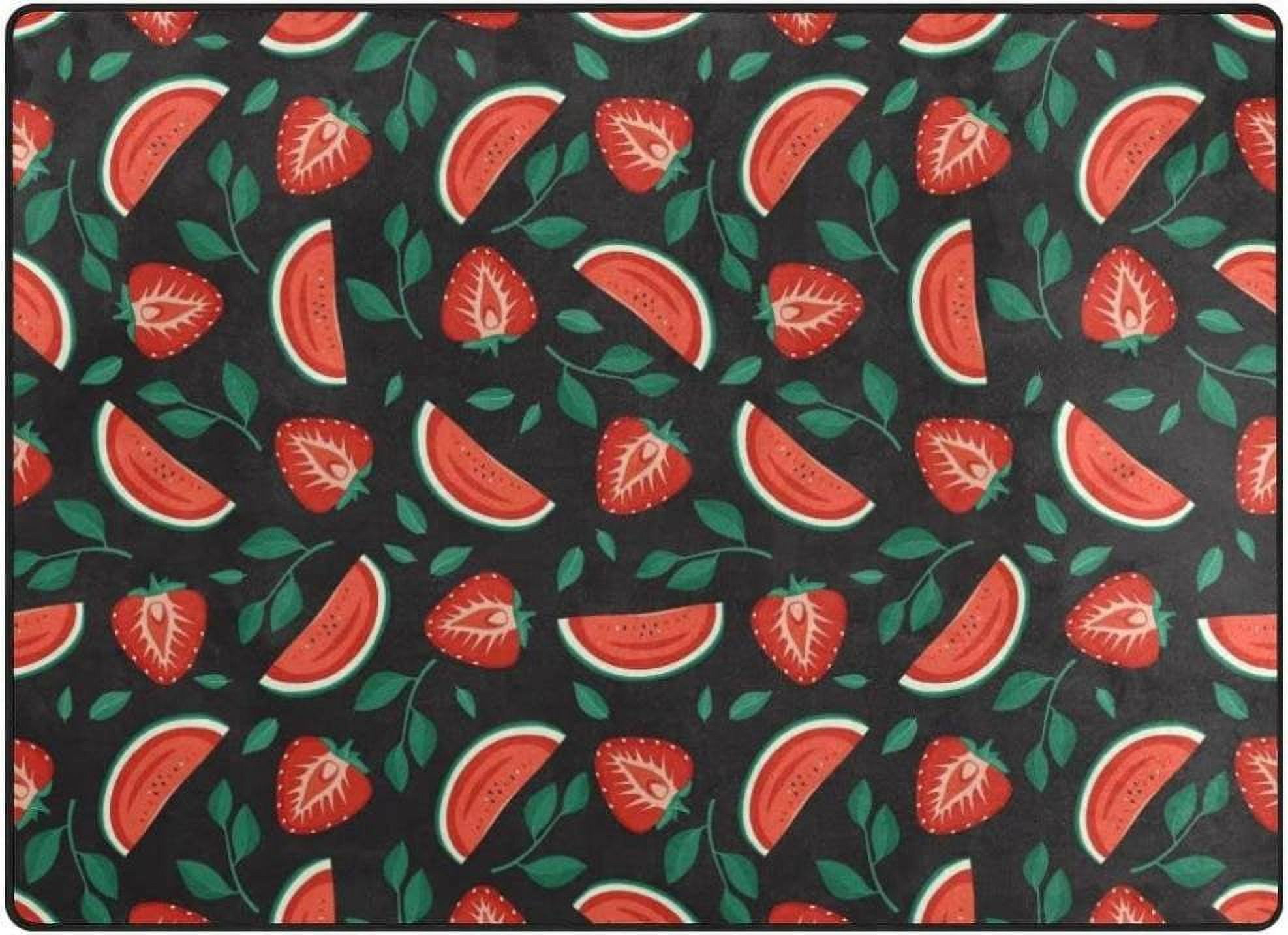 Dreamtimes Strawberry Print Area Rug, 80"x 58" Pet & Child Friendly ...