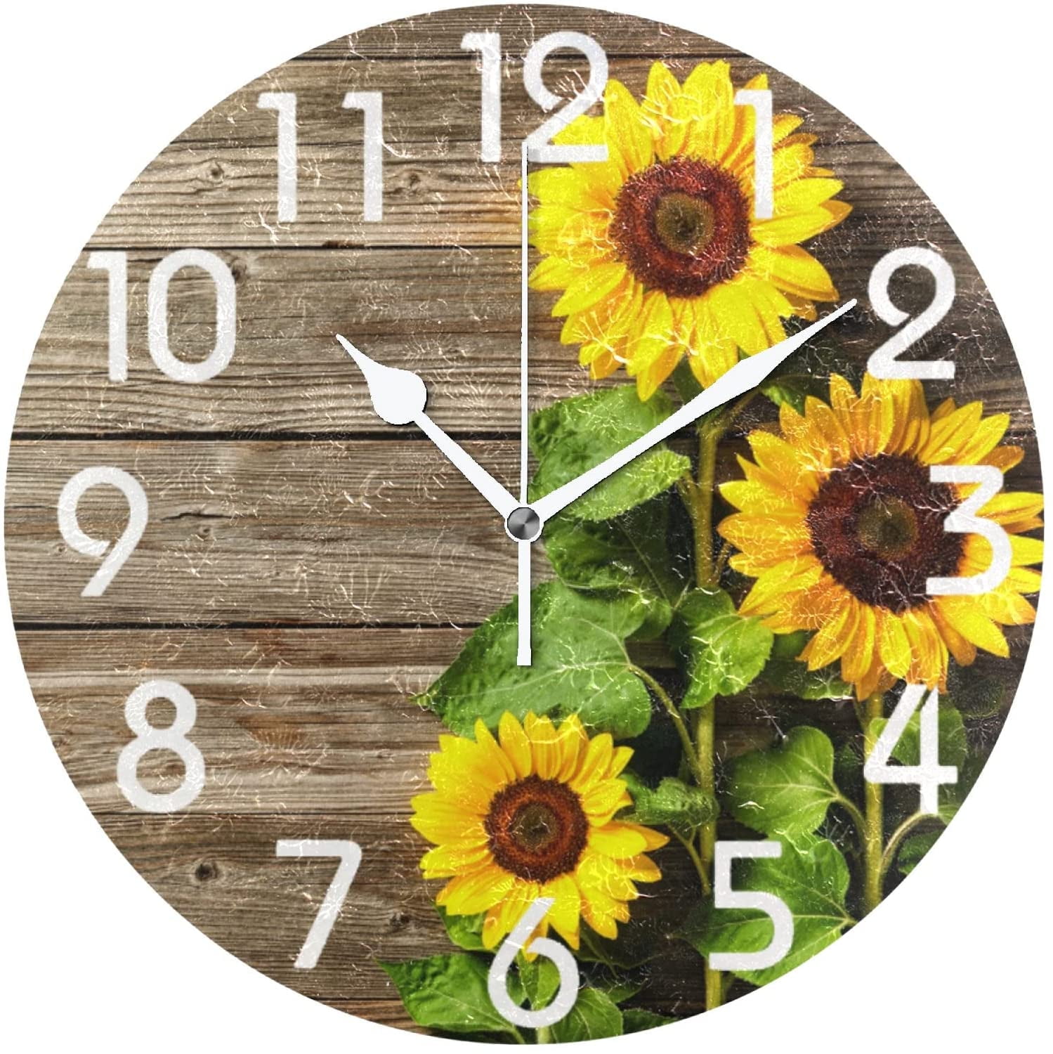 Dreamtimes Stylish 3D Beautiful Sunflowers Vintage Wood Autumn Round ...