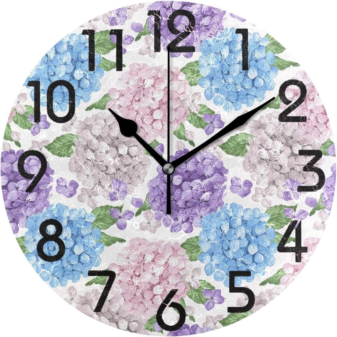 Dreamtimes Stylish Colors Hydrangea Flowers Round Wall Clock, 10 Inch ...
