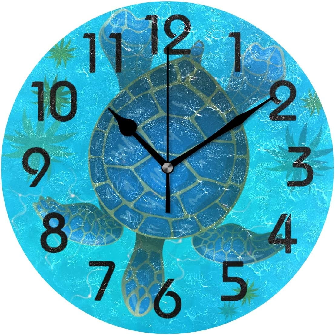 Dreamtimes Stylish Cute Cartoon Underwater Sea Turtle Round Wall Clock ...