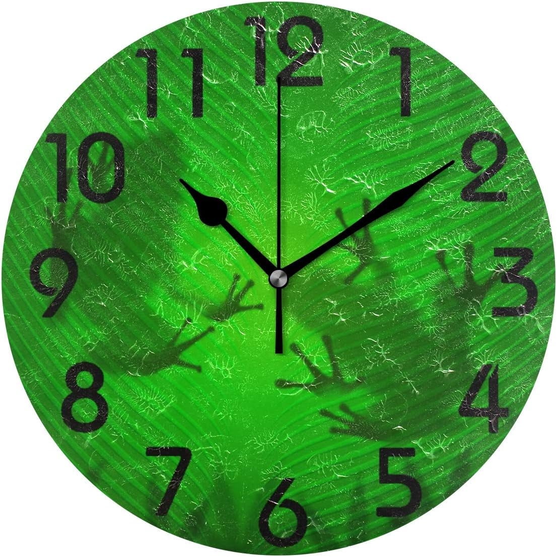 Dreamtimes Stylish Cute Frog Shadow on Tropical Green Banana Leaf Round ...