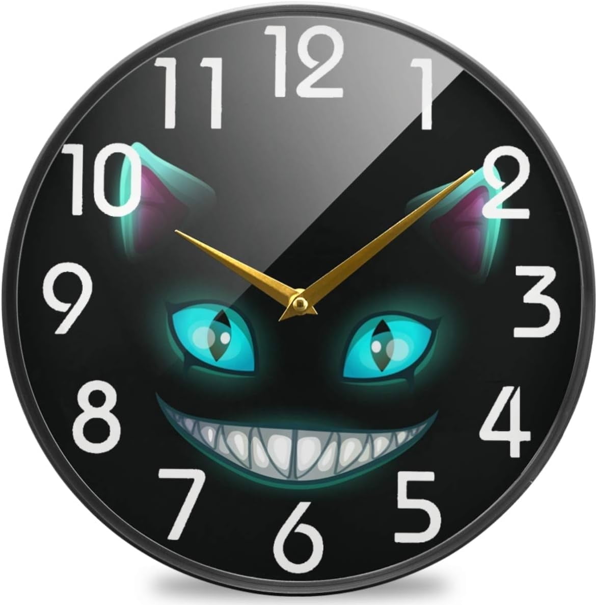 Dreamtimes Stylish Funny Cheshire Cat Round Wall Clock, 12 Inch Silent ...