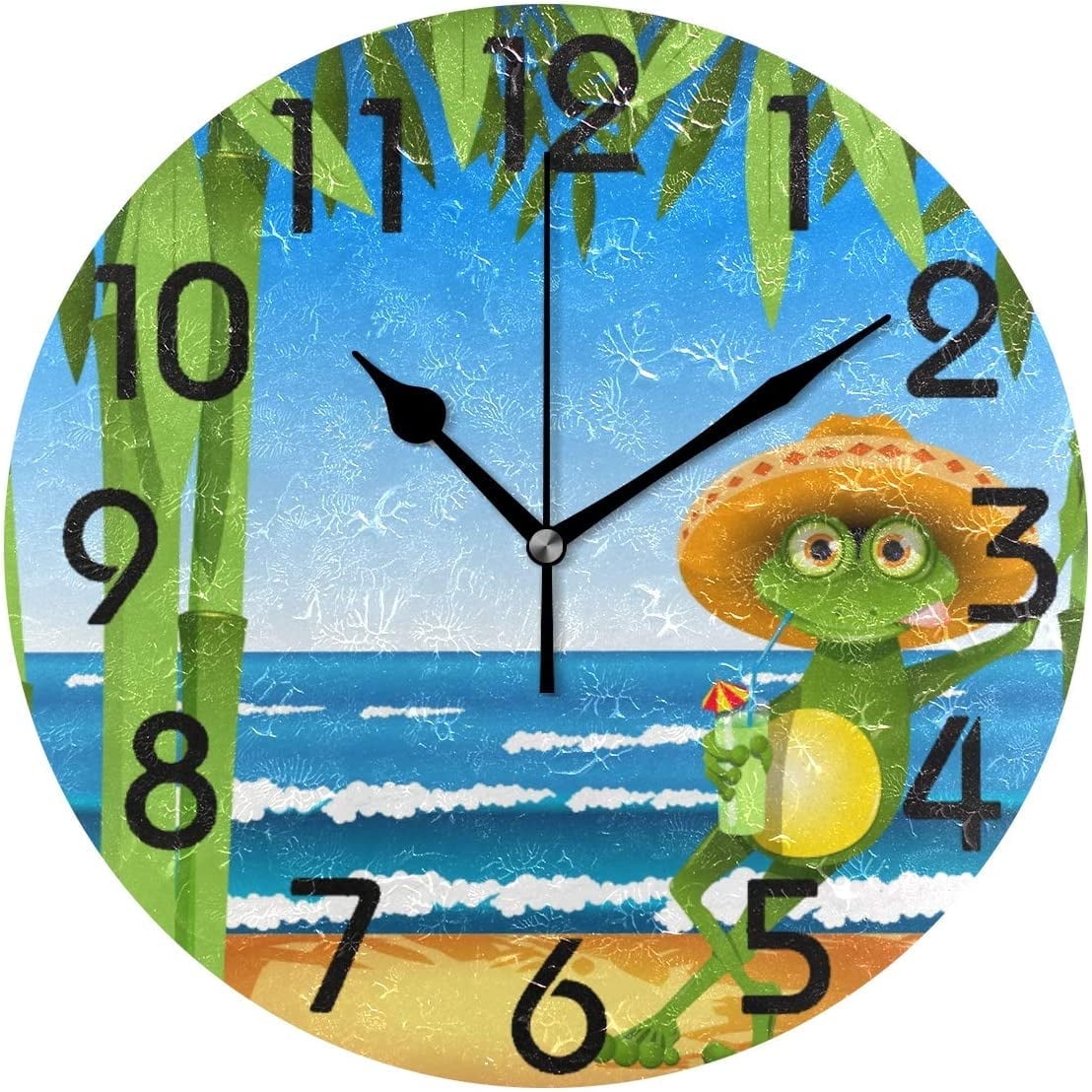 Dreamtimes Summer Beach Sandy Seacoast Vacation Frog Round Wall Clock ...