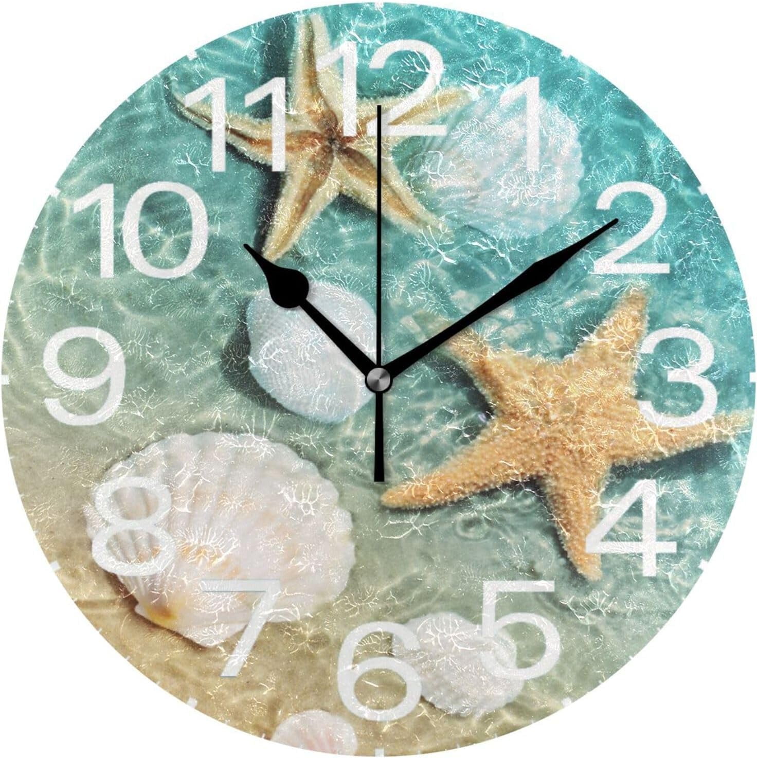 Dreamtimes Summer Beach Starfish and Seashell Wall Clock,Silent Non ...