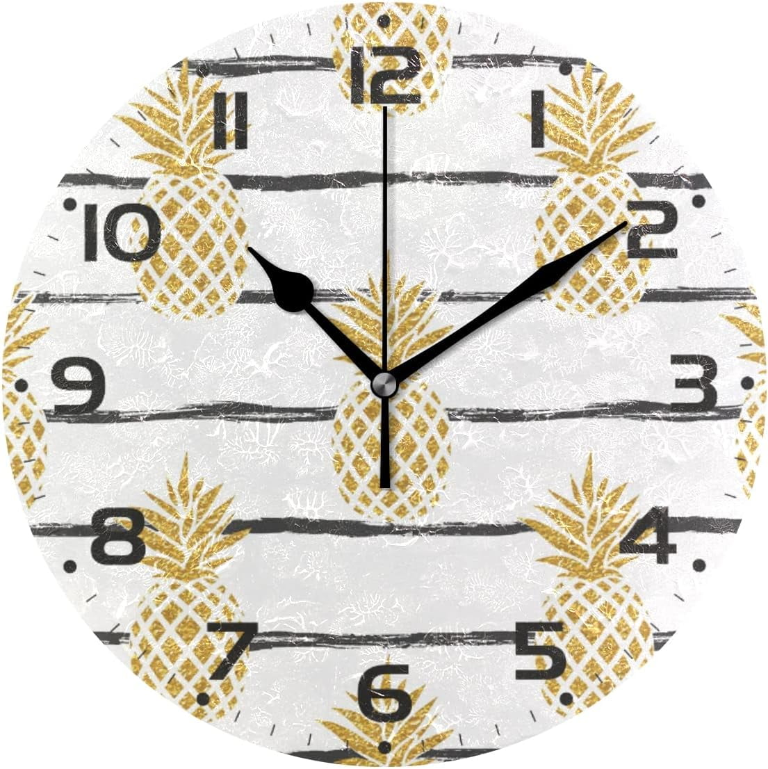 Dreamtimes Summer Gold Pineapple Wall Clock, 10 Inch Silent Non Ticking ...