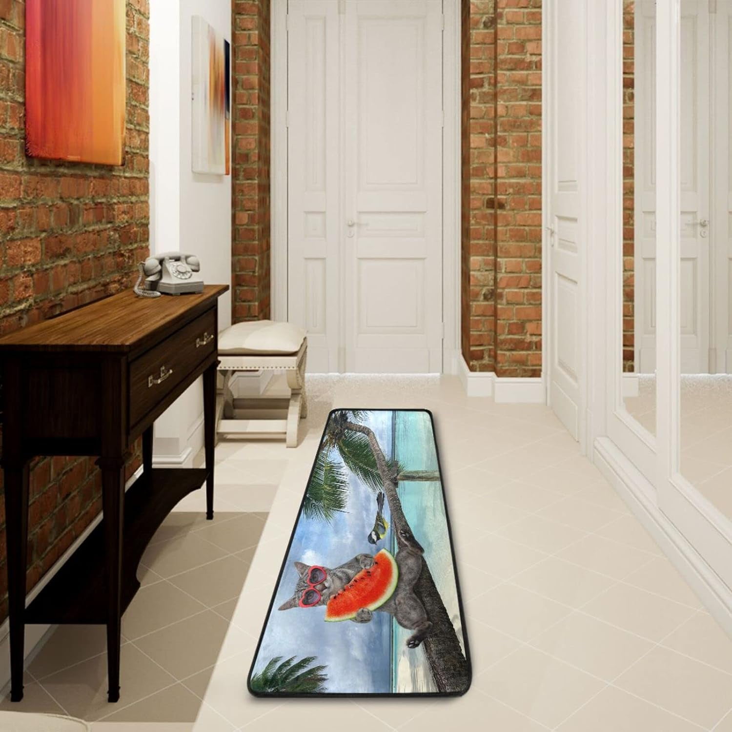 Dreamtimes Summer Watermelon Cat Hallway Runner Rug 2'x6' Kitchen Rug ...
