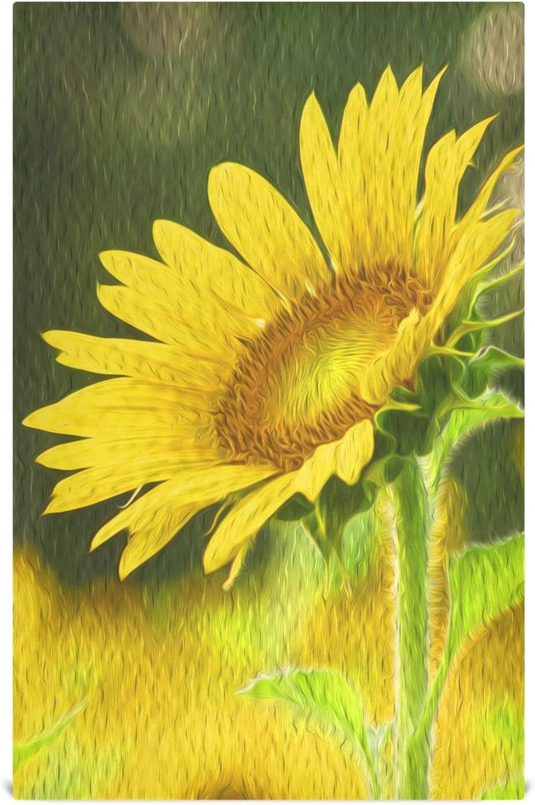 Dreamtimes Sunflower Oil Painting Kitchen Towels Set of 1 Dishcloths ...