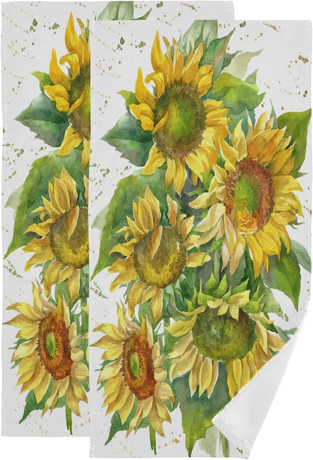 Dreamtimes Sunflower Soft Hand Towels 2-Piece Absorbent Bath Towel ...
