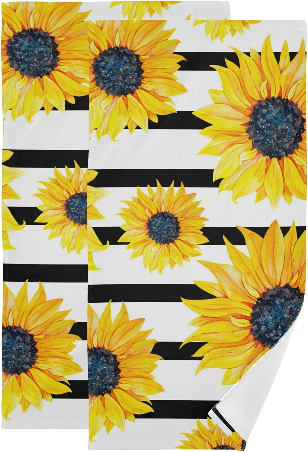 Dreamtimes Sunflower Soft Hand Towels 2-Piece Absorbent Bath Towel ...