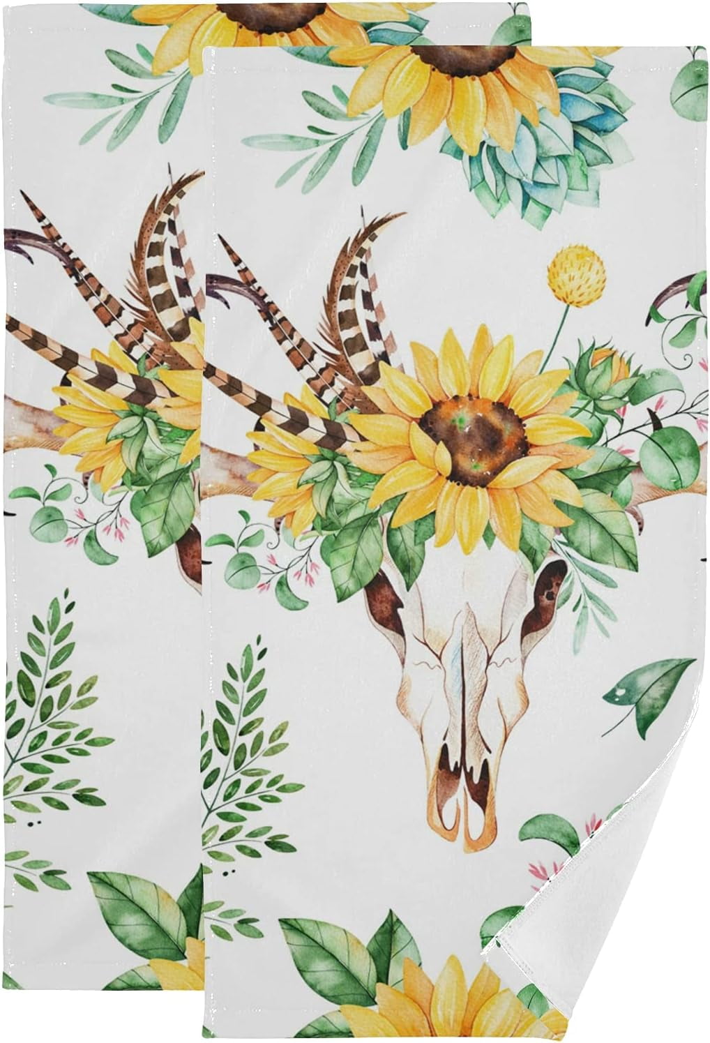 Dreamtimes Sunflower Soft Hand Towels 2-Piece Absorbent Bath Towel ...