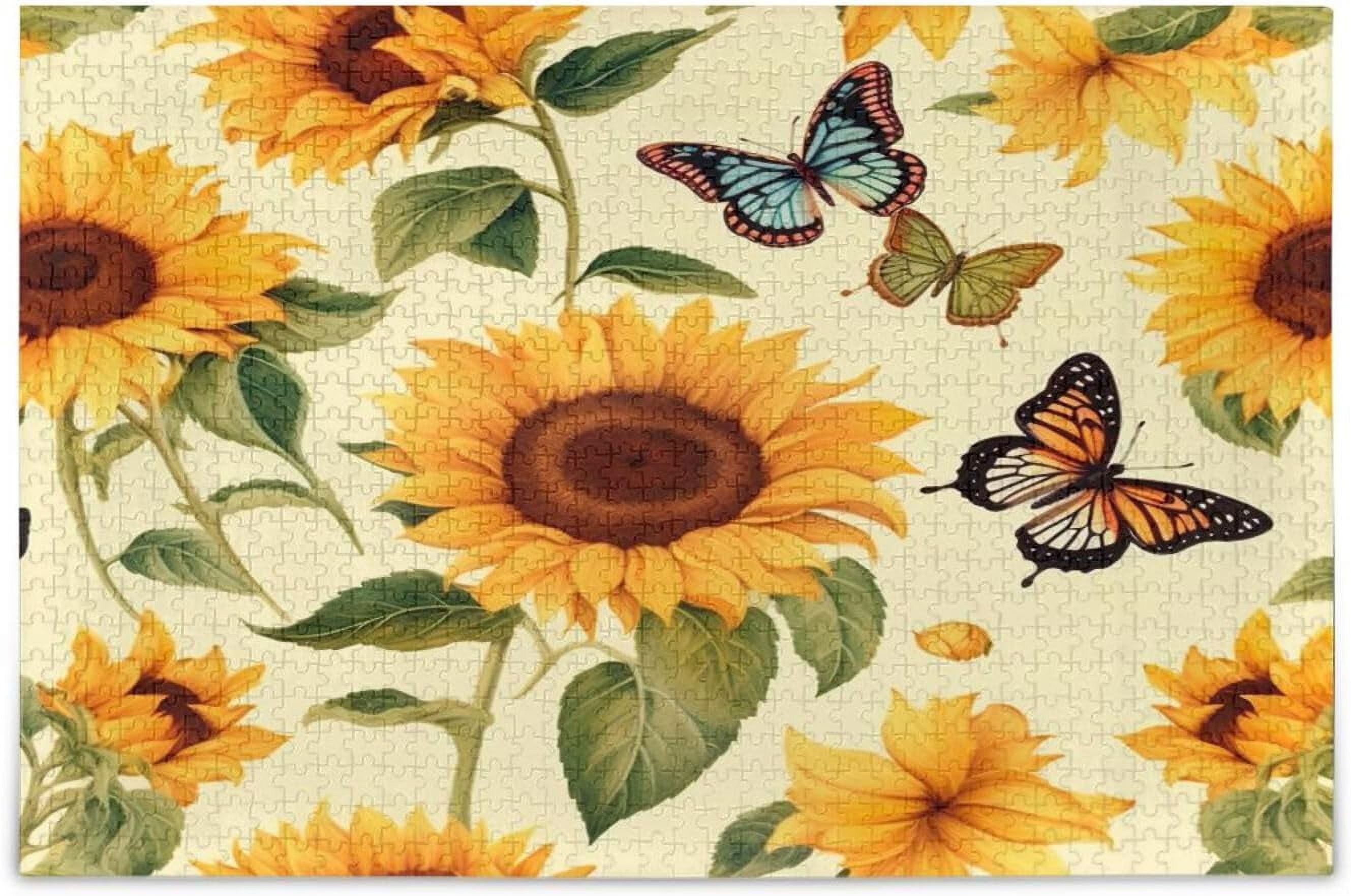 Dreamtimes Sunflowers Butterfly Jigsaw Puzzles, Puzzles for Adults 500 ...