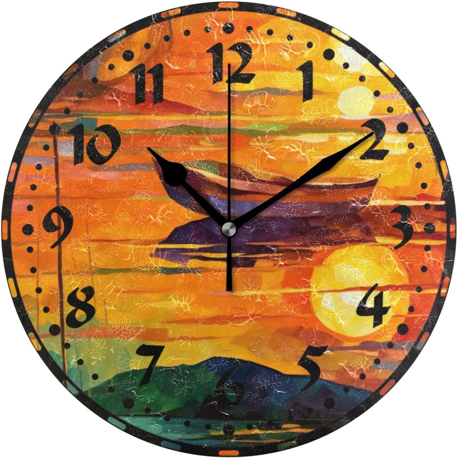 Dreamtimes Sunset Oil Painting Wall Clock, Silent Non Ticking 10 Inch ...