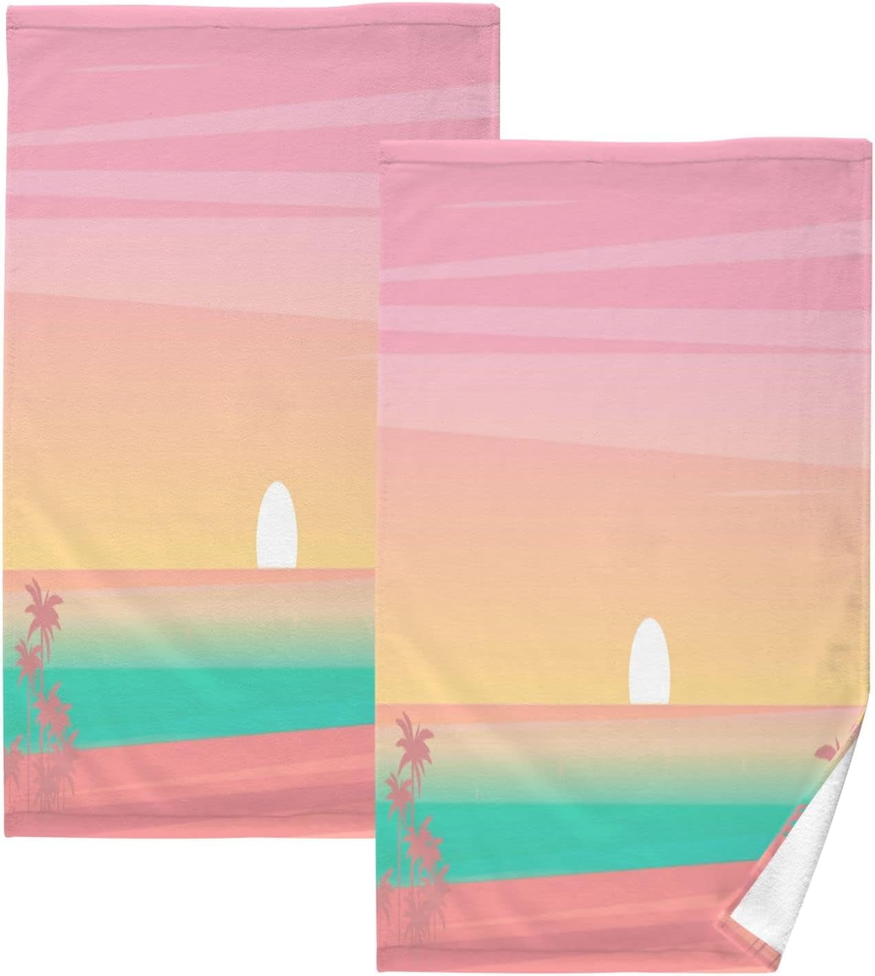 Dreamtimes Sunset Tropical Beach Print Pure Cotton Hand Towels for Bath ...