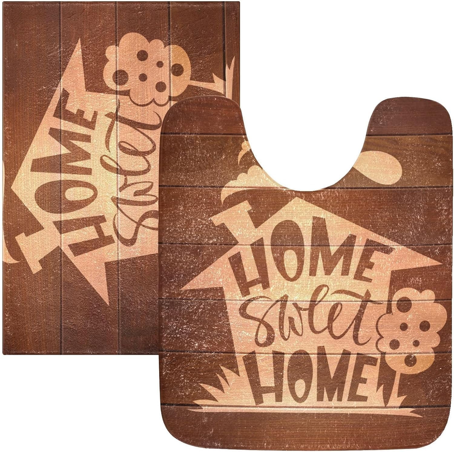 Dreamtimes Sweet Home Wooden Style Vintage Bath Mat for Bathroom Shower ...