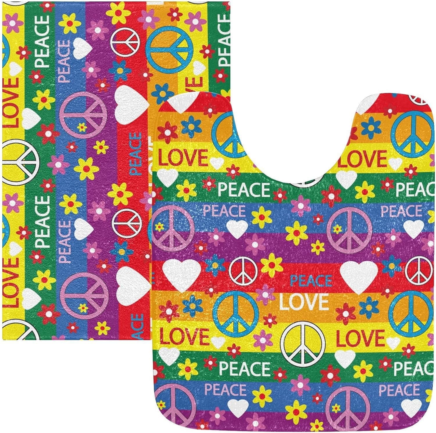Dreamtimes Symbols of The Hippie Peace Love Flower Bath Mat for ...