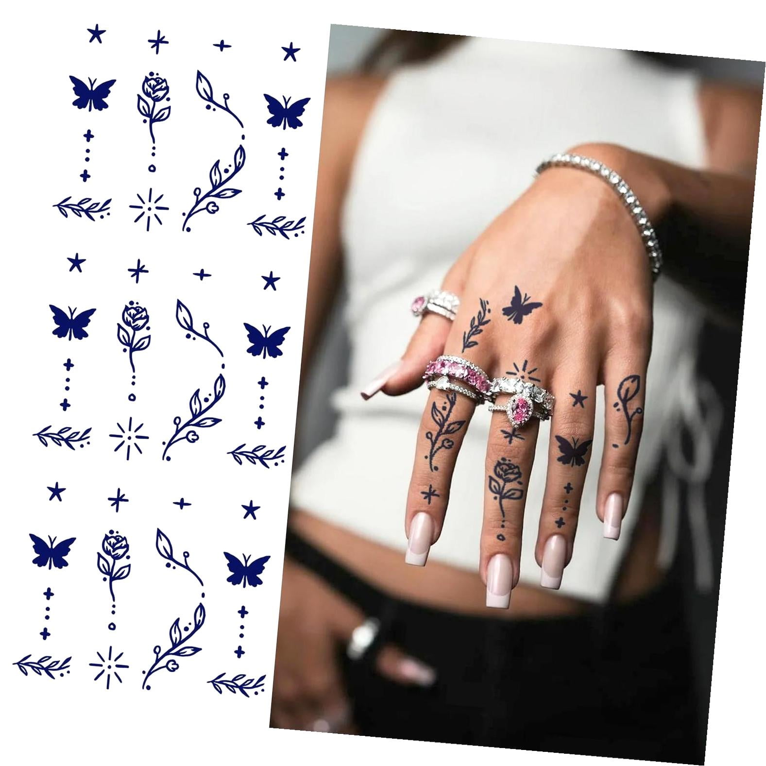 Dreamtimes Temporary Finger Tattoos, 3 Sheets Tiny Semi-permanent Hand ...
