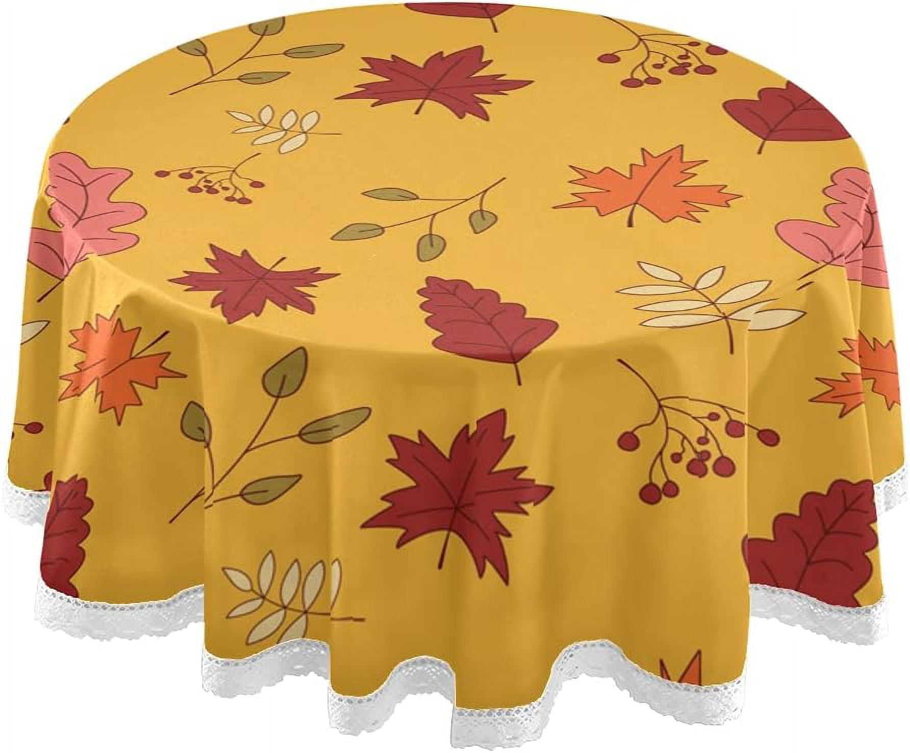 Dreamtimes Thanksgiving Nice Brown Leaves Round Tablecloth 60 ...
