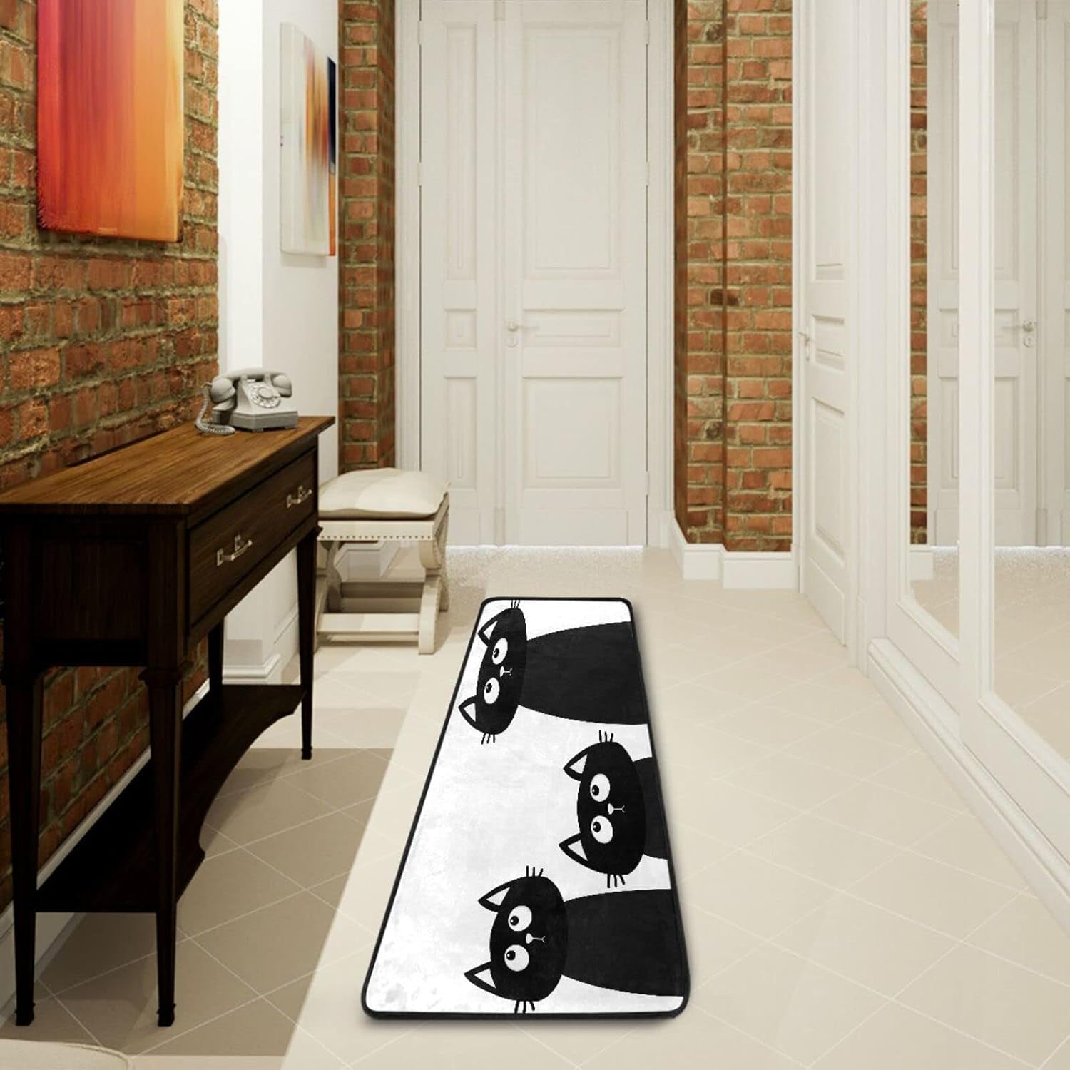 Dreamtimes Three Black Cat Hallway Runner Rug 2'x6' Kitchen Rug with ...