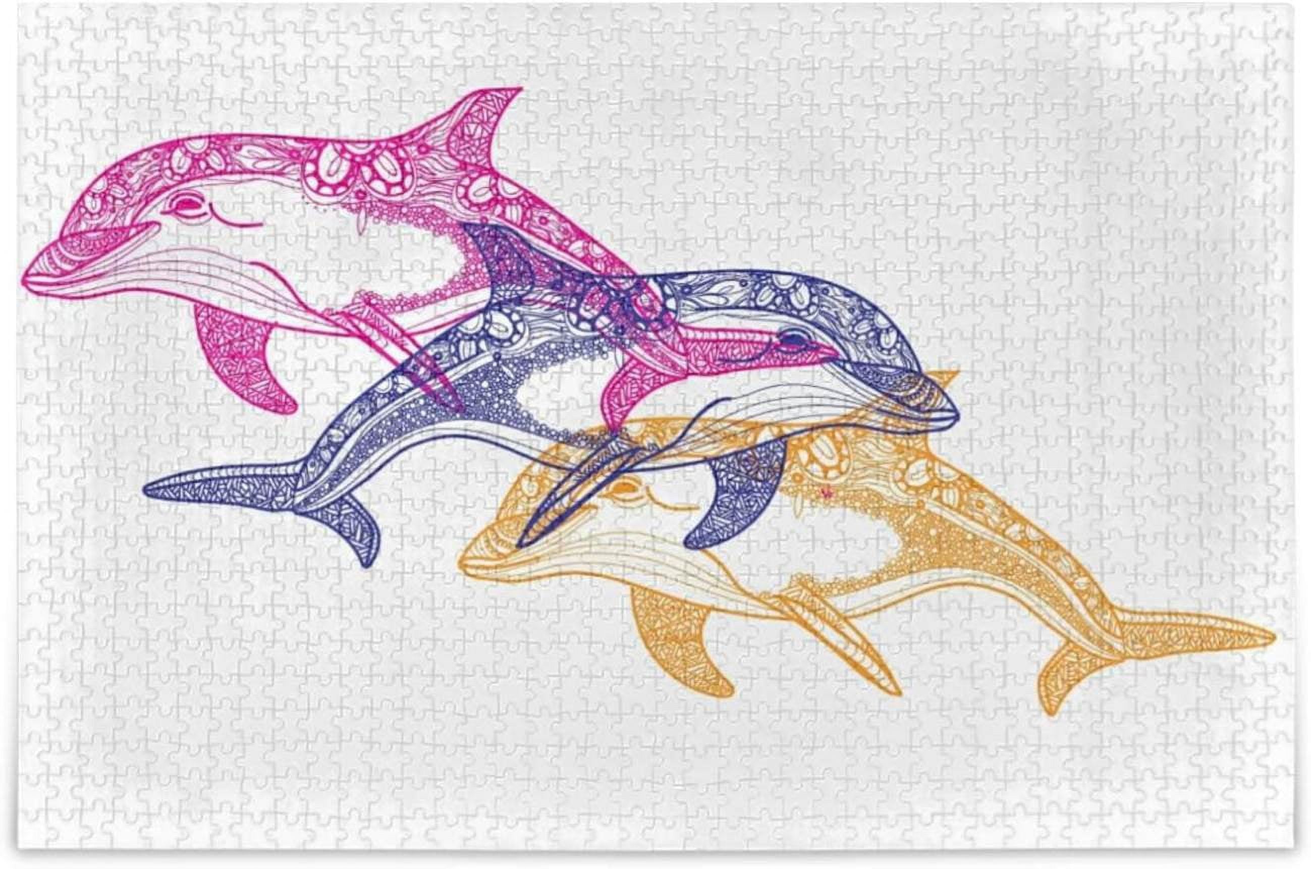 Dreamtimes Three Bottlenose Dolphins Mandala Jigsaw Puzzles for Adults ...