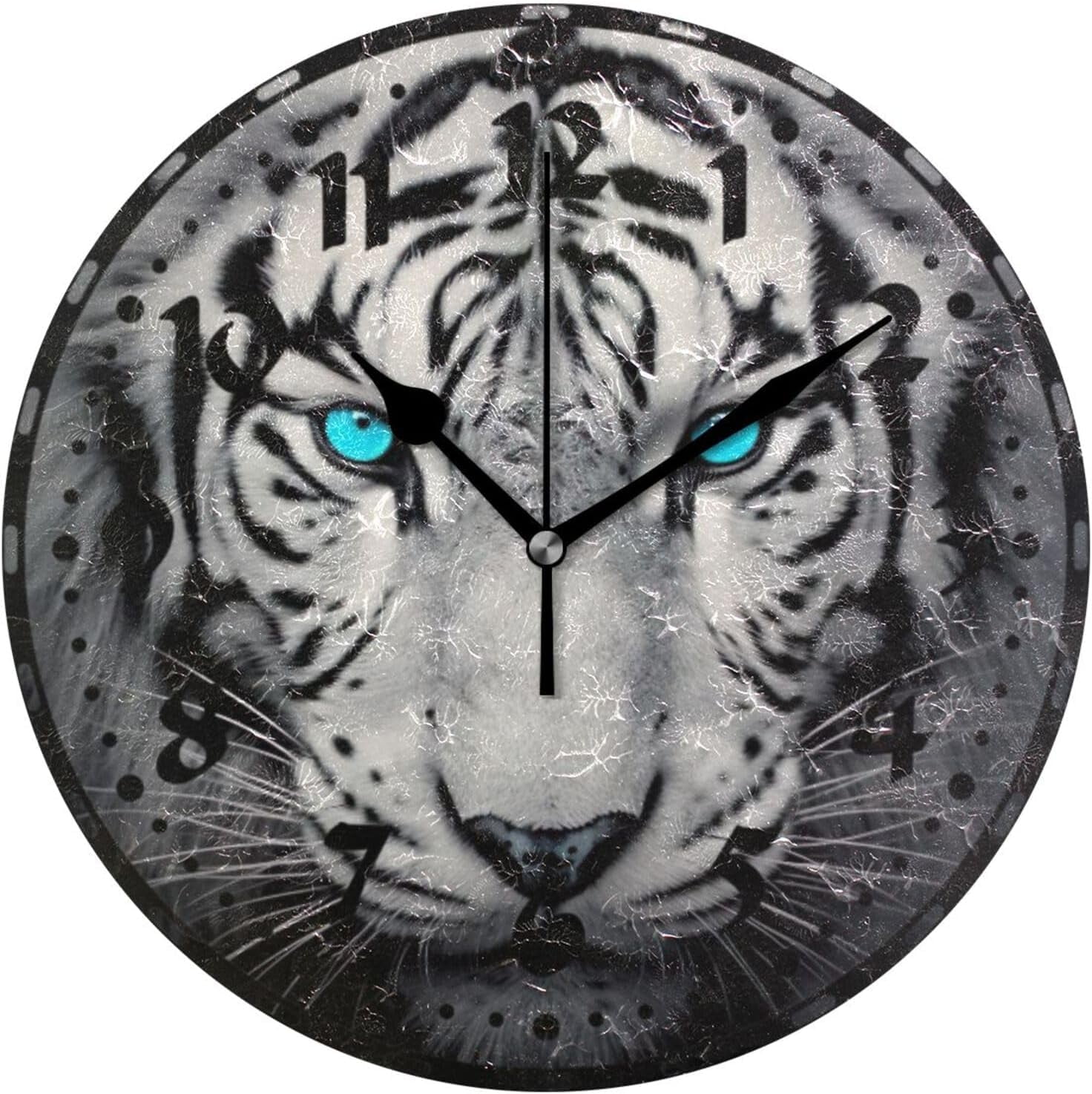 Dreamtimes Tiger with Blue Eyes Wall Clock, Silent Non Ticking 10 Inch ...