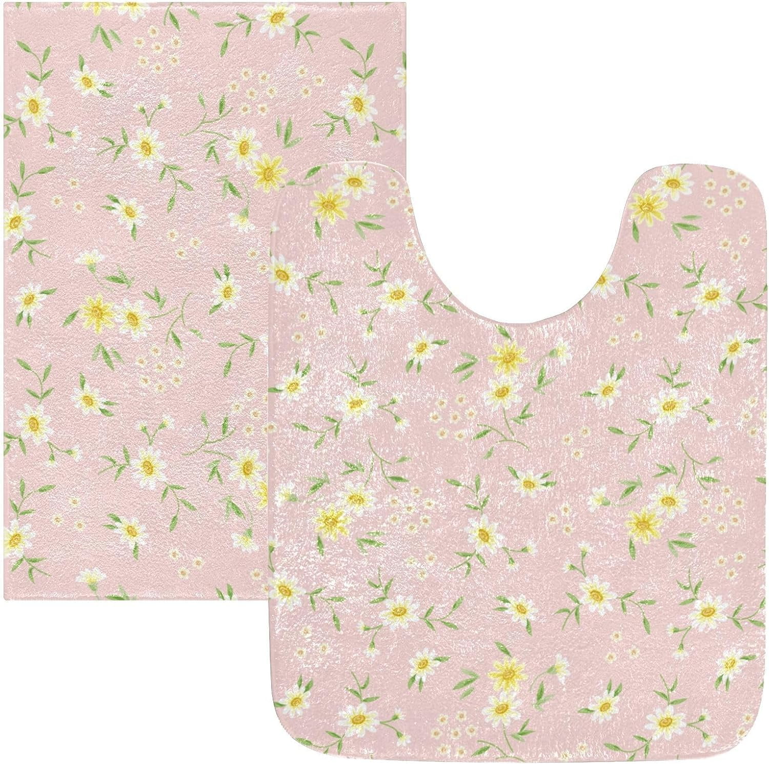 Dreamtimes Tiny Daisy Flower Floral Pink Bath Mat for Bathroom Shower U ...