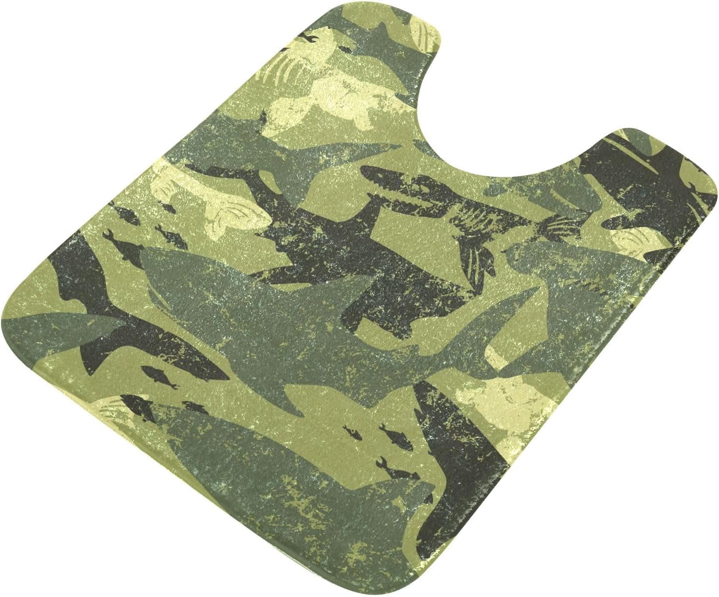 Dreamtimes Toiletry Mat Green Silhouette Sharks Print, Luxury U-Shaped ...