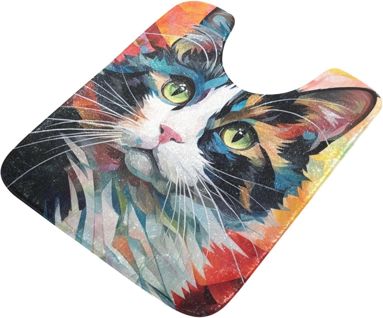 Dreamtimes Toiletry Mat Lovely Cat Geometric Print, Luxury U-Shaped ...