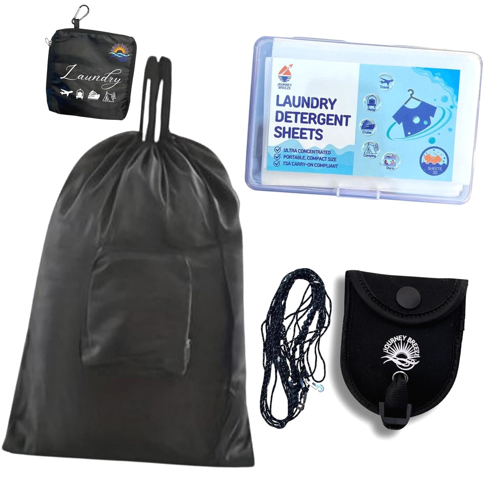 Dreamtimes Travel Laundry Detergent (30 Sheets) Collapsible Laundry Bag ...
