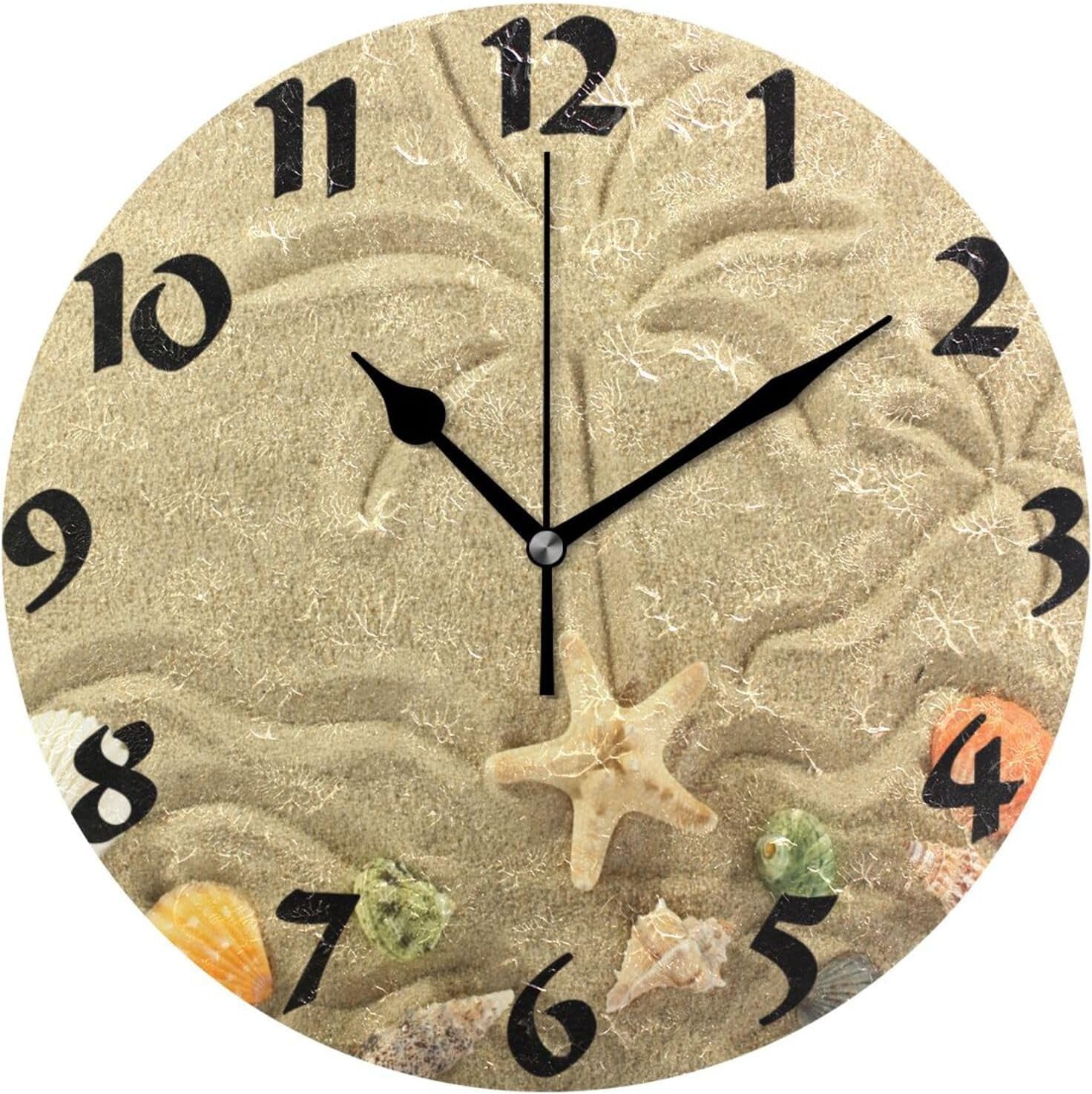 Dreamtimes Tree Beach Wall Clock,Silent Non Ticking 10 Inch Battery ...