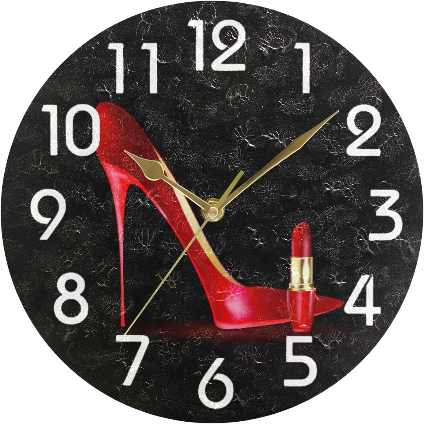 Dreamtimes Trendy Red Shoe Llipstick Lady Black Round Wall Clock, 10 ...