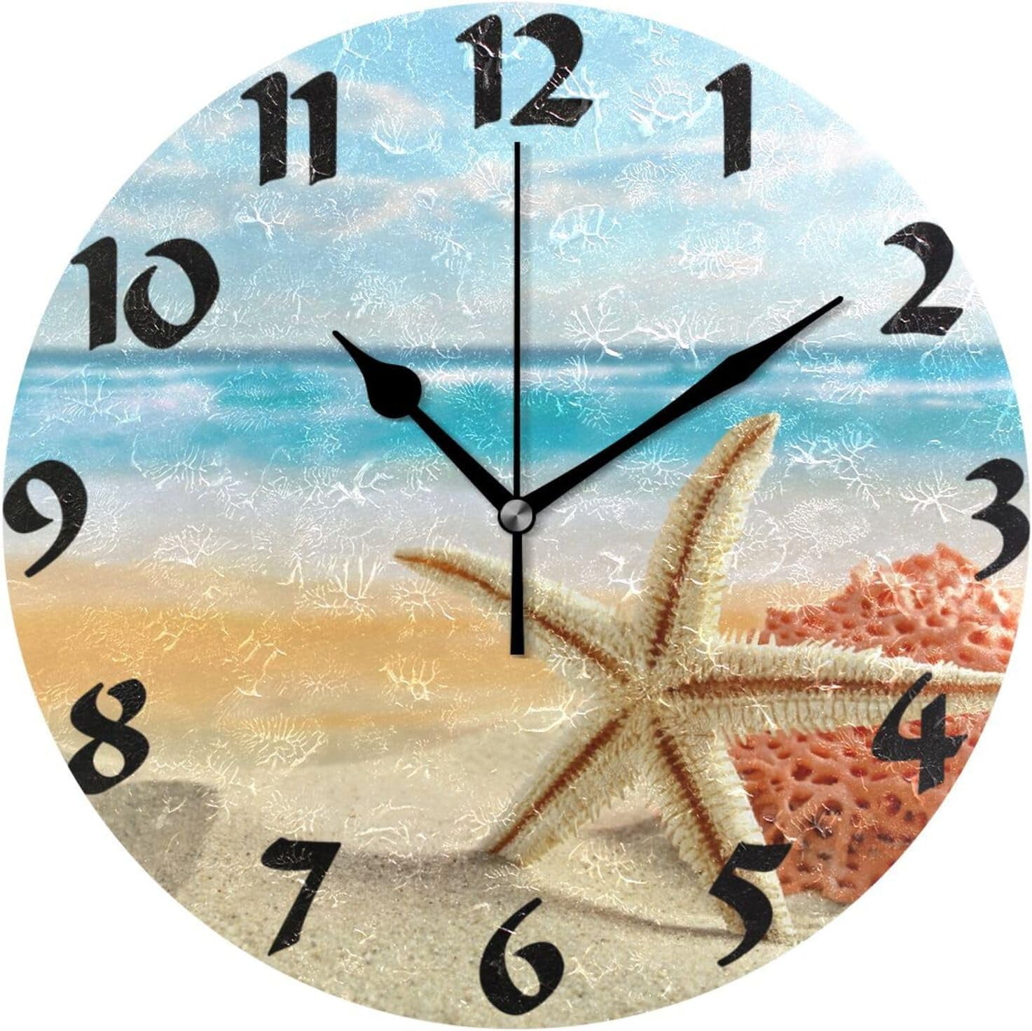 Dreamtimes Tropical Beach Wall Clock,Silent Non Ticking 10 Inch Battery ...