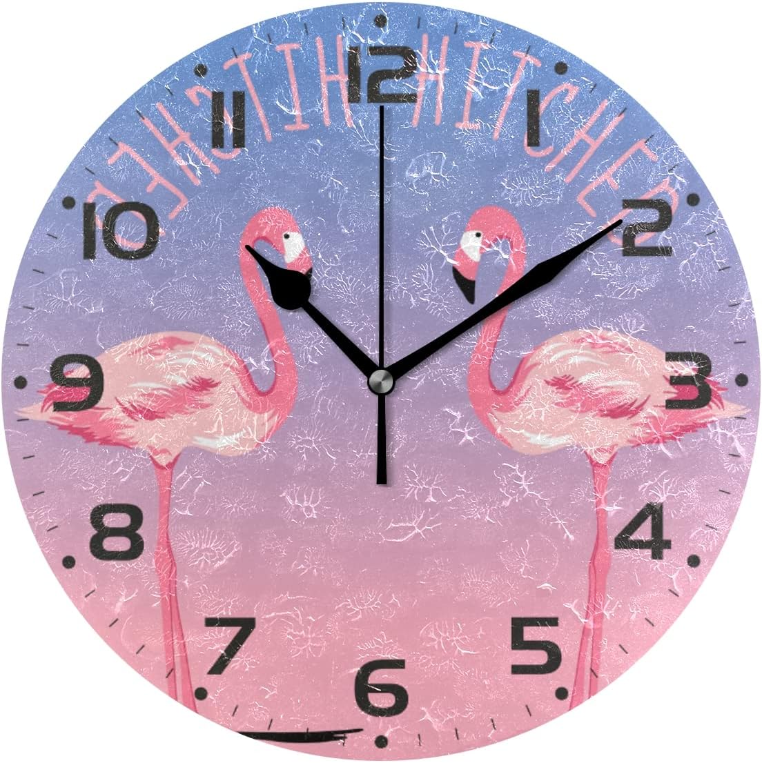 Dreamtimes Tropical Pink Flamingo Flowers Wall Clock, 10 Inch Silent ...
