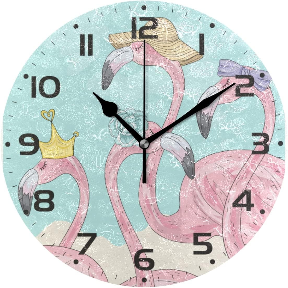 Dreamtimes Tropical Pink Flamingo Wall Clock, 10 Inch Silent Non ...