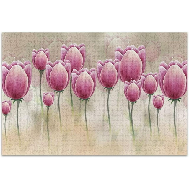 Dreamtimes Tulip Watercolor 500 Piece Jigsaw Puzzle, Wall Artwork ...
