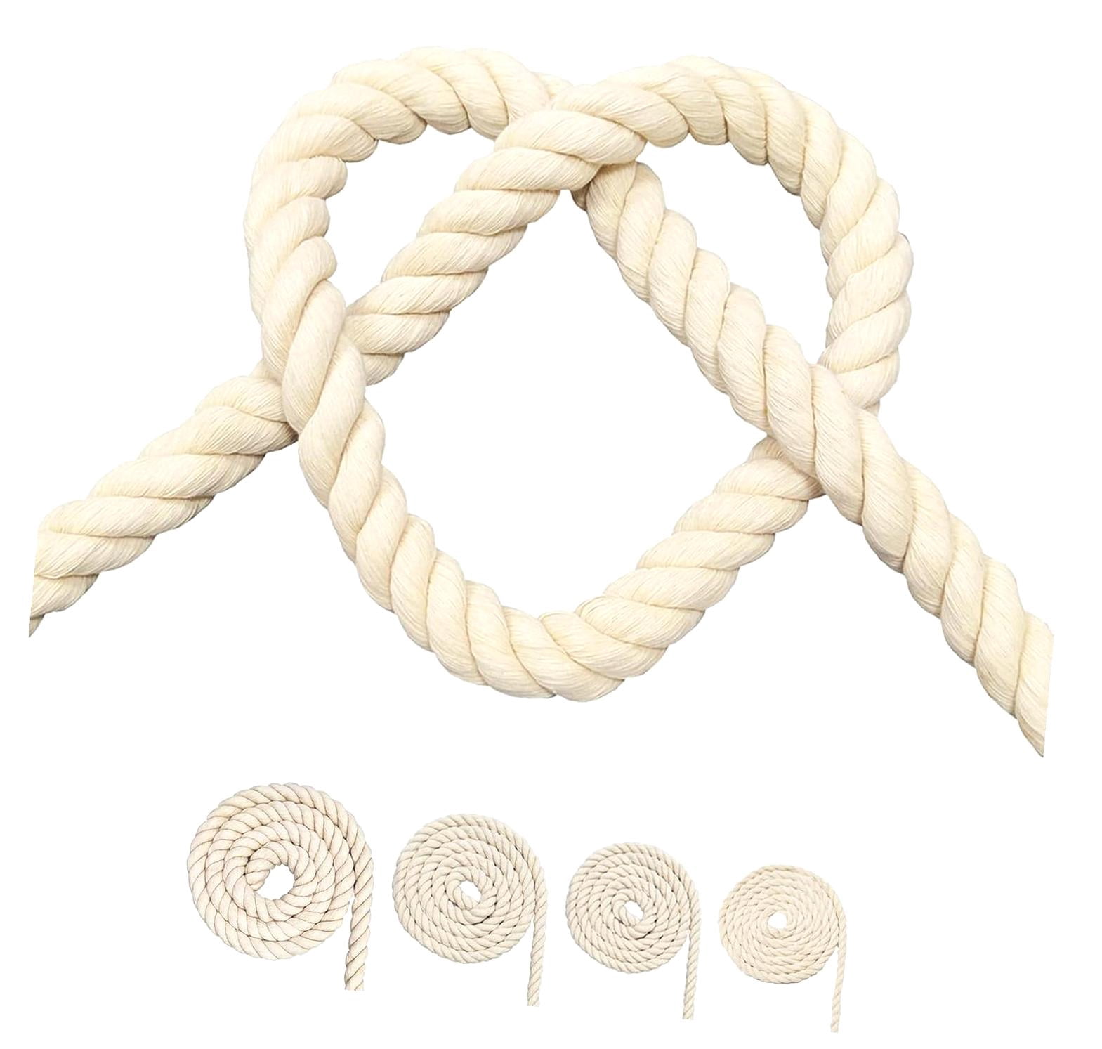 Dreamtimes Twisted Cotton Cord, 3-Ply Macrame Rope (Beige, 8mm x 65 ...