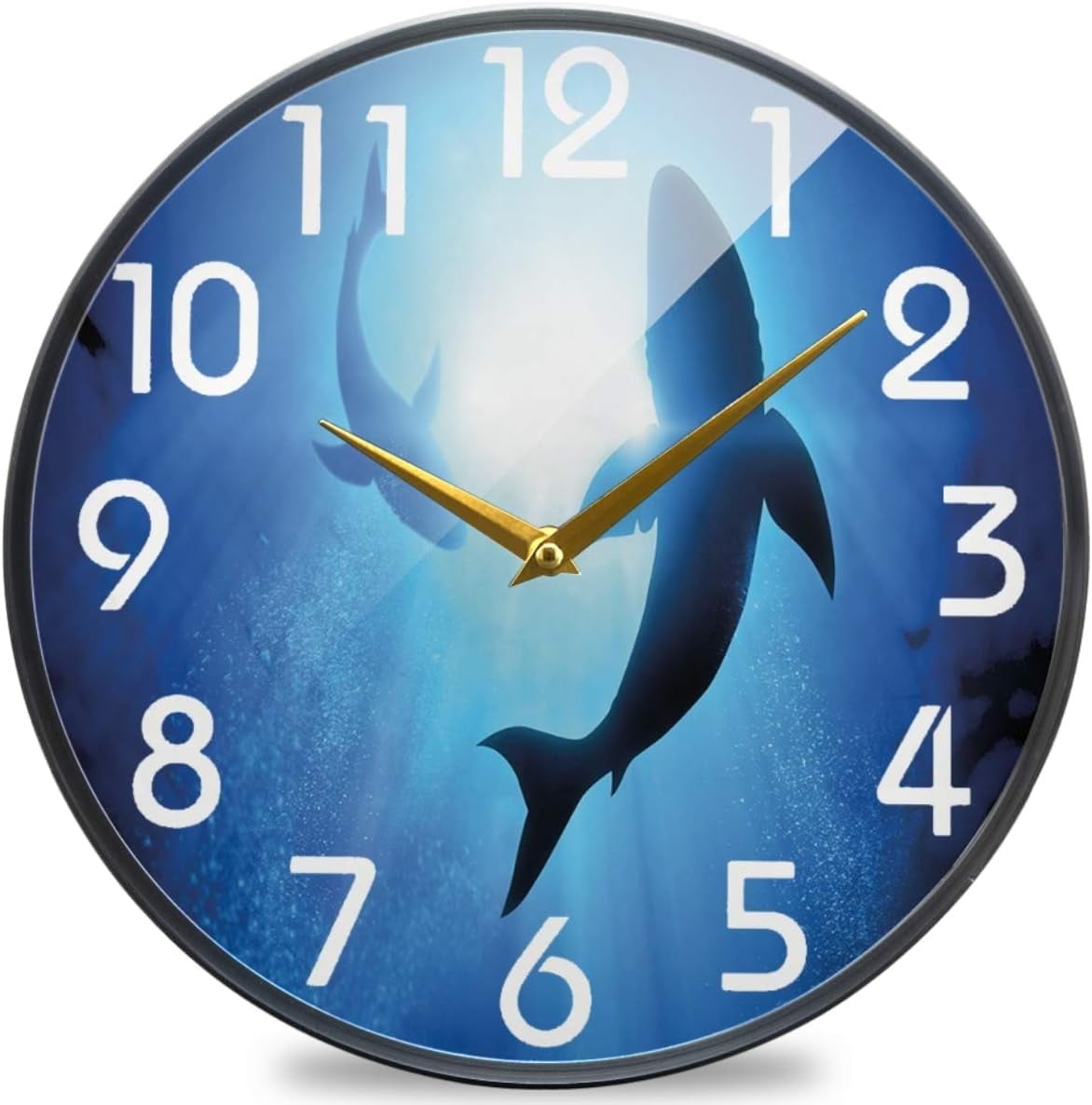 Dreamtimes Underwater World Shark Silhouettes Round Wall Clock, 12 Inch ...