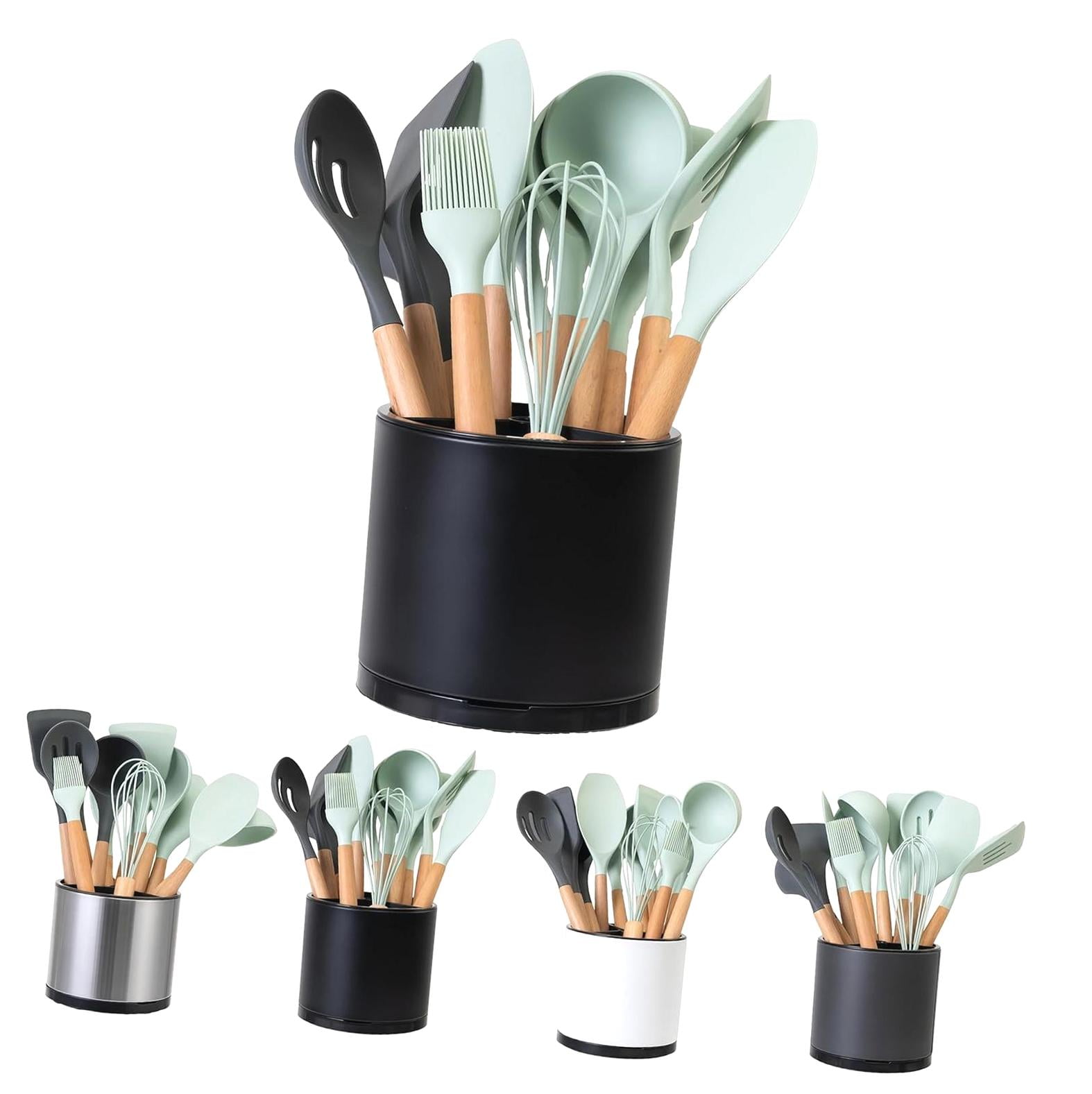 Dreamtimes Utensil Organizer, 4-in-1 Large Countertop Holder, Rotating ...