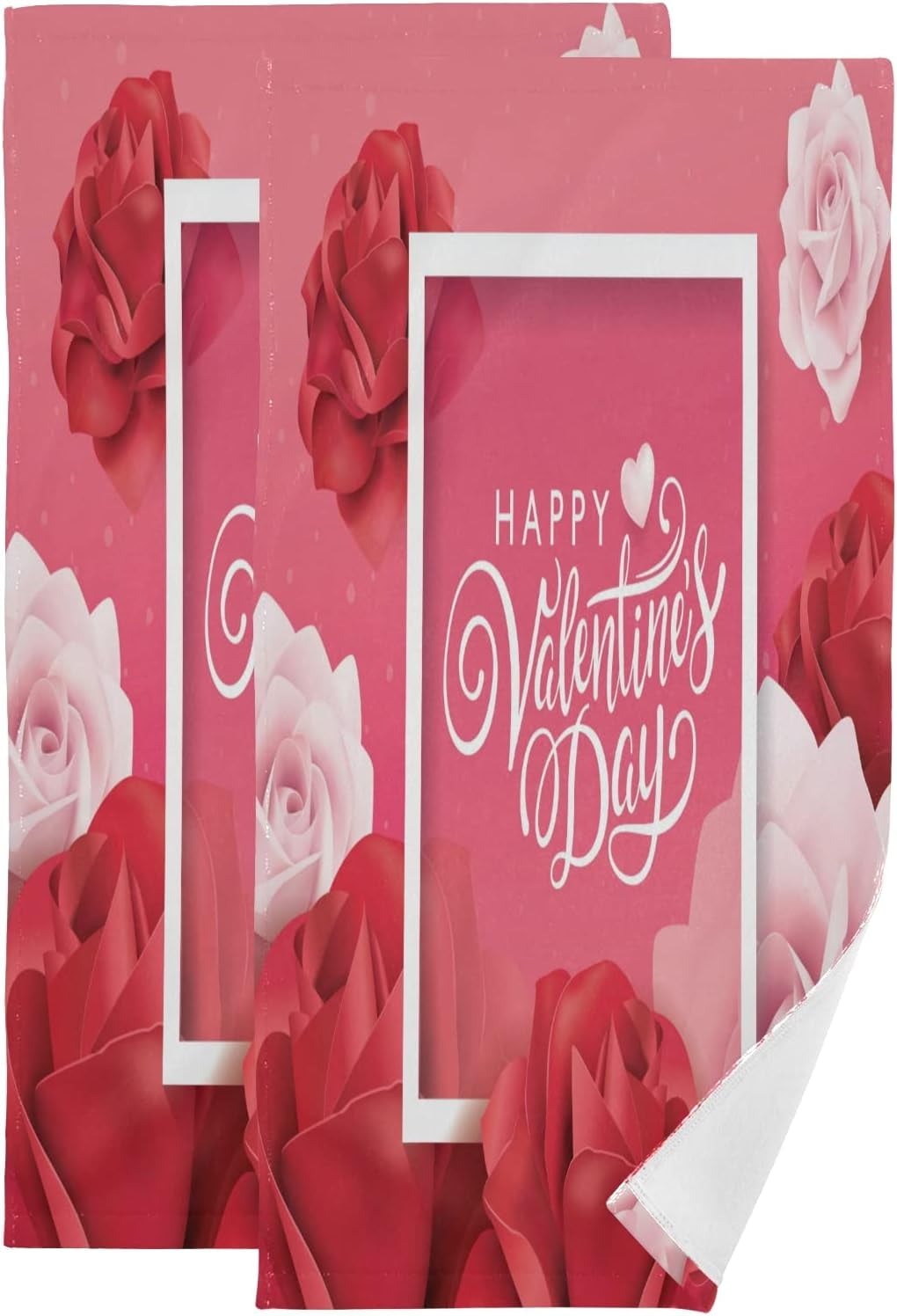 Dreamtimes Valentine Red Rose Bath Hand Towels 2 PCS, Ultra Soft and ...