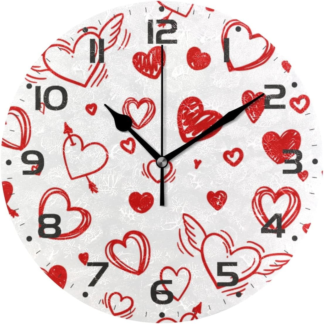 Dreamtimes Valentine's Day Heart Wall Clock, 10 Inch Silent Non Ticking ...