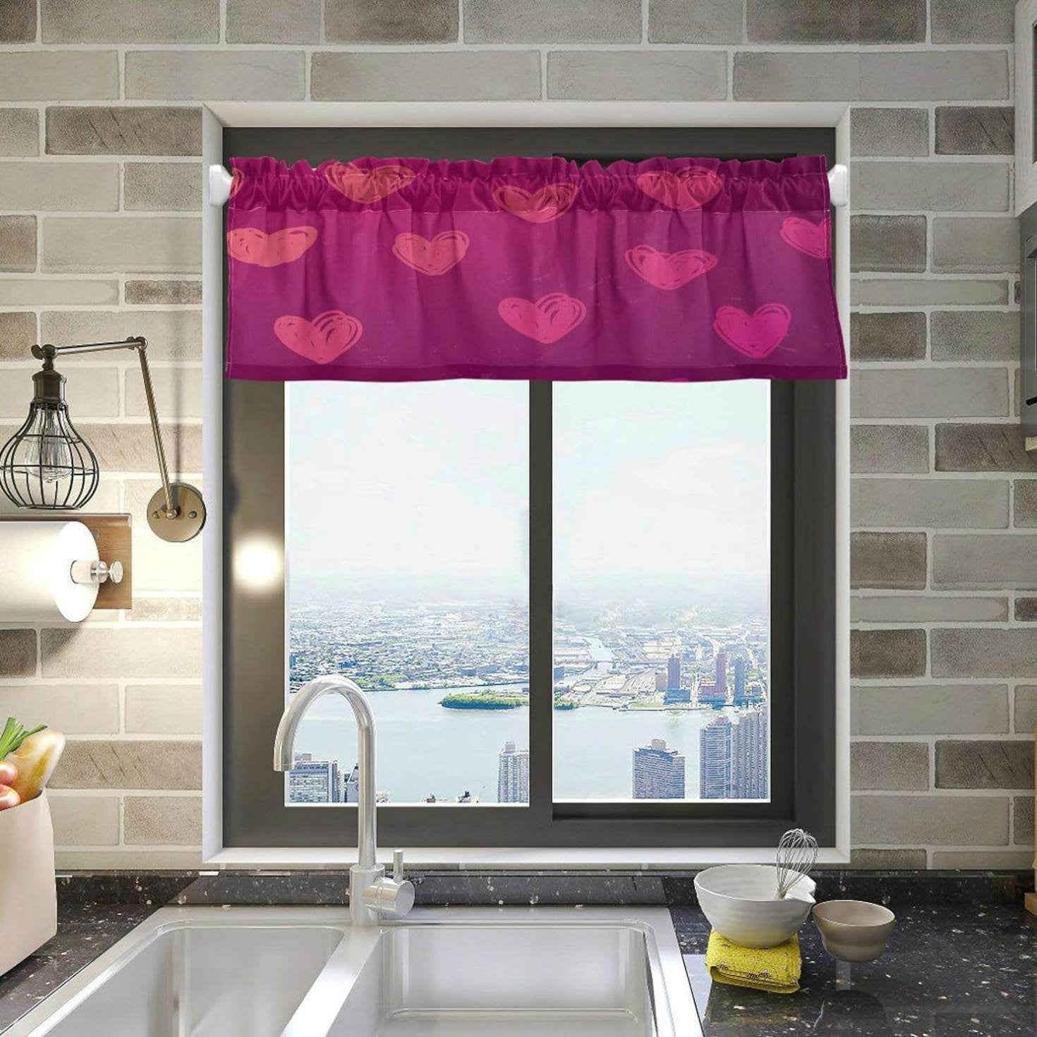 Dreamtimes Valentine's Day Heart Windows Valance Curtains, 54x18in ...