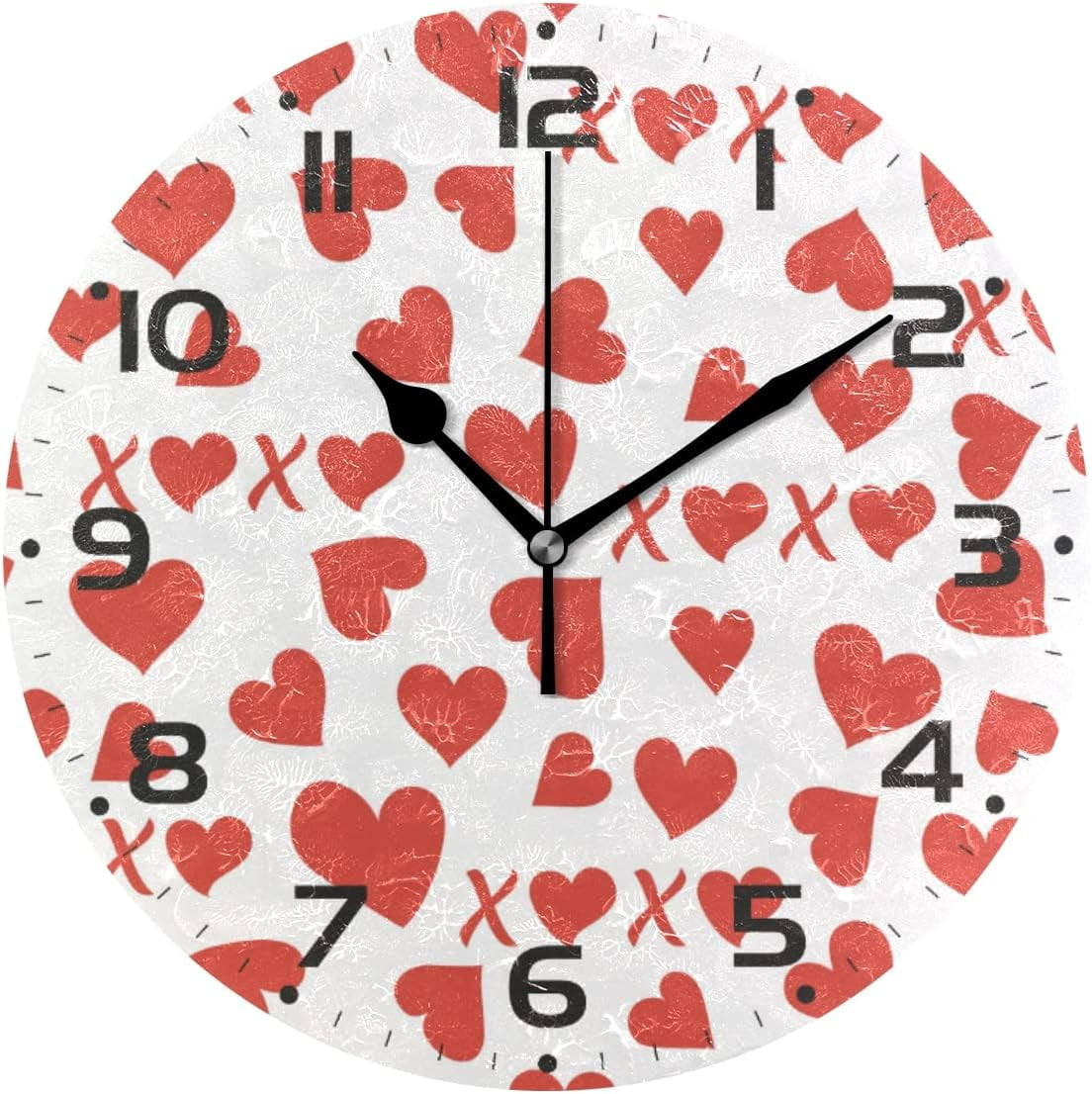 Dreamtimes Valentine's Day Hearts Wall Clock, 10 Inch Silent Non ...