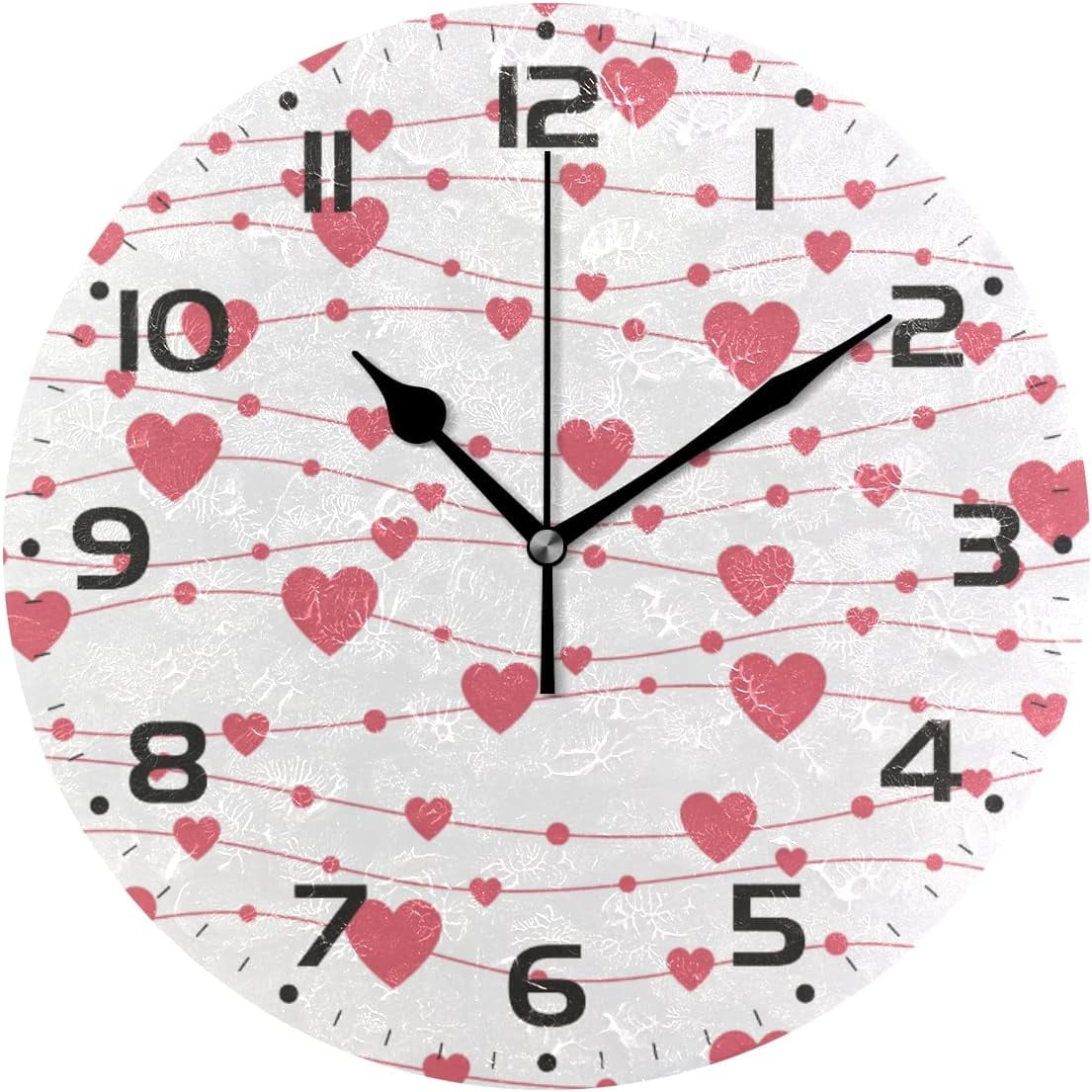 Dreamtimes Valentine's Day Pink Hearts Wall Clock, 10 Inch Silent Non ...