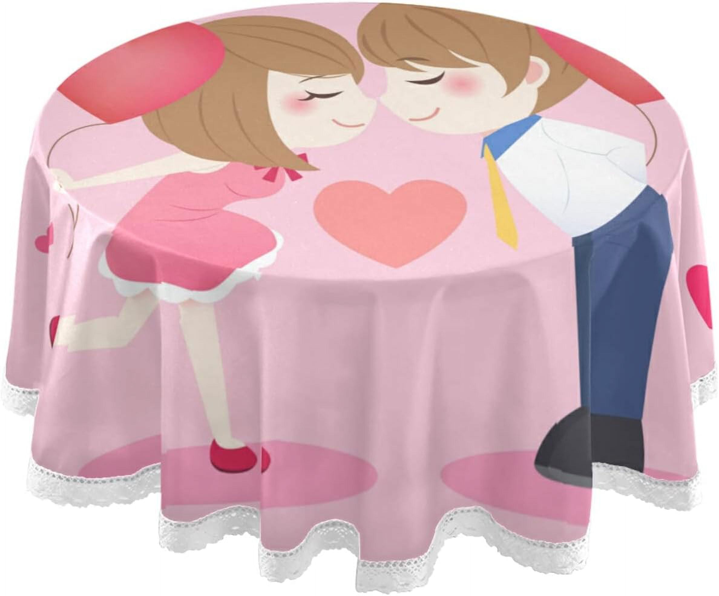 Dreamtimes Valentine's Day Round Tablecloth,Romantic Valentine's Day ...
