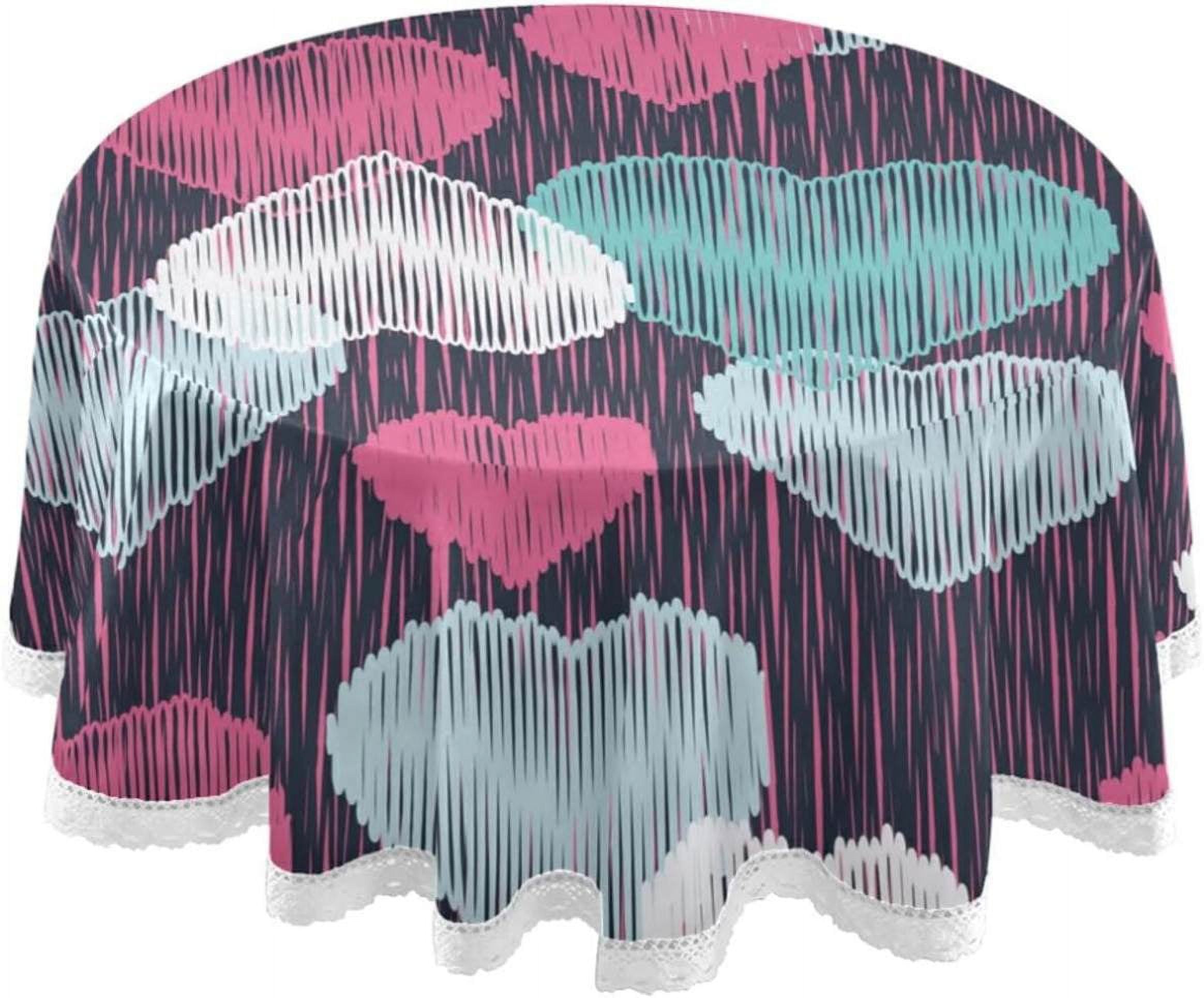 Dreamtimes Valentine's Day Round Tablecloth,White Green Pink Love ...