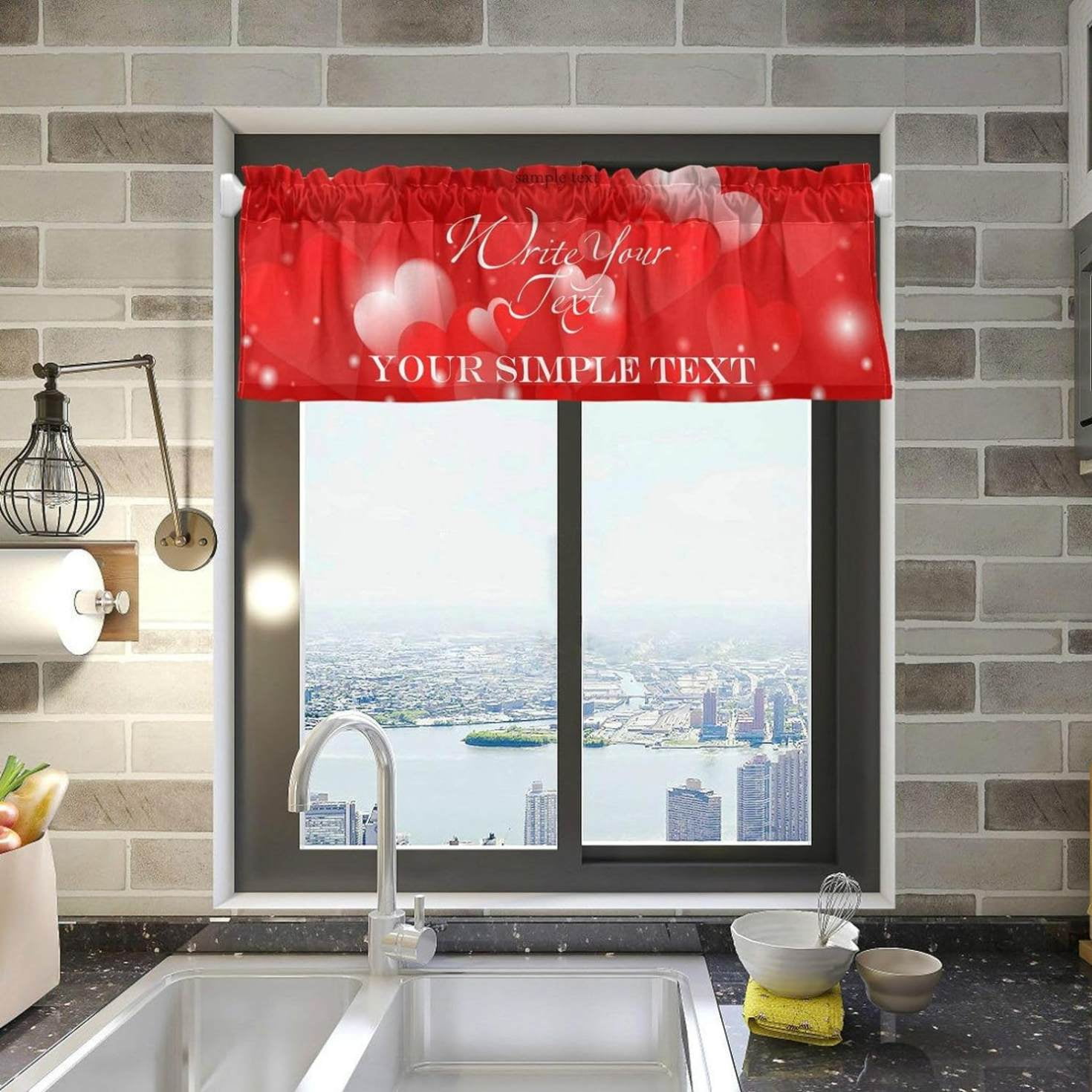 Dreamtimes Valentine's Day Windows Valance Curtains, 54x18in Double ...