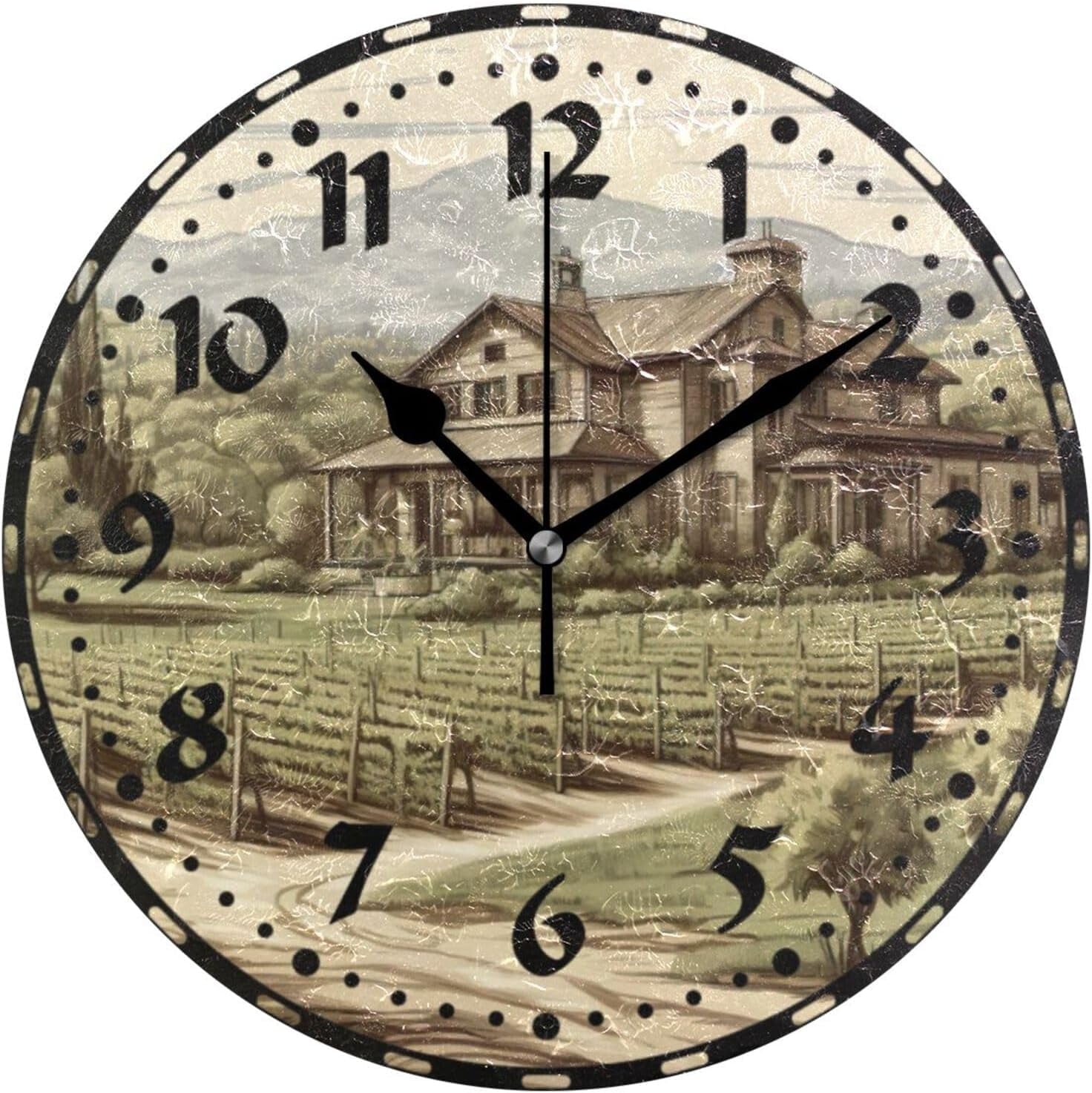 Dreamtimes Vineyard Drawing Wall Clock, Silent Non Ticking 10 Inch ...